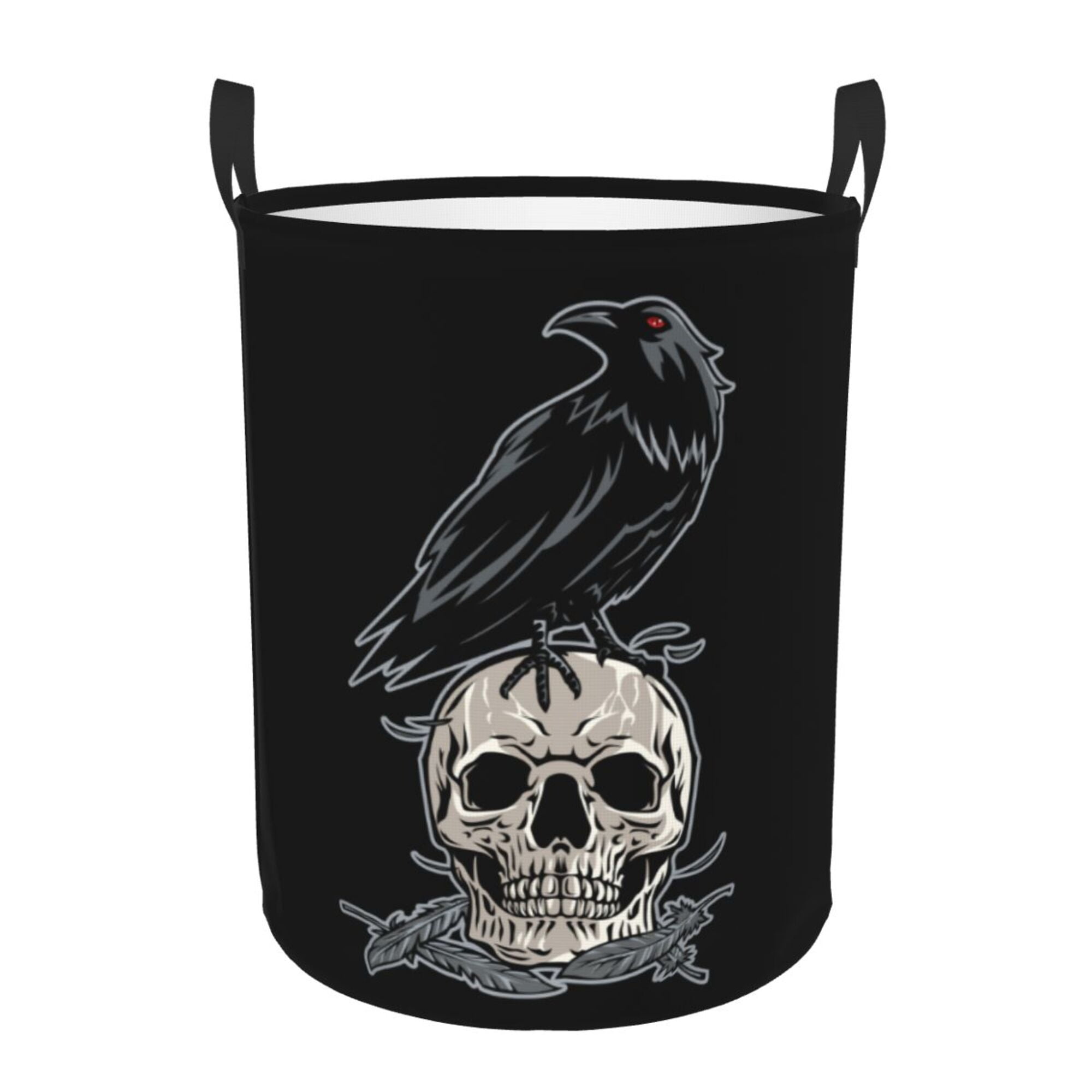 TEQUAN Waterproof Laundry Hampers, Vintage Skull and Crow Sketch ...