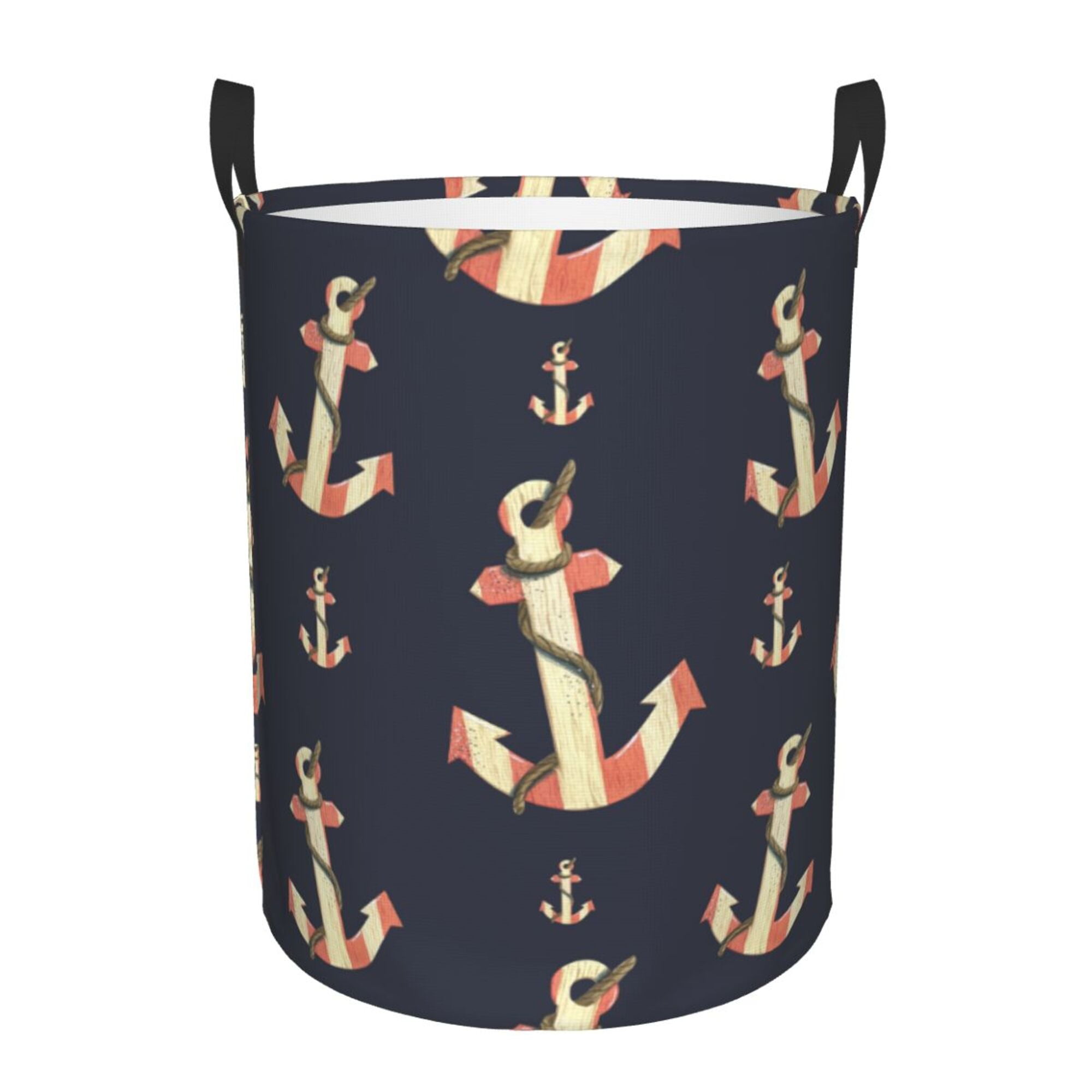 TEQUAN Waterproof Laundry Hampers, Watercolor Anchors Nautical Pattern ...