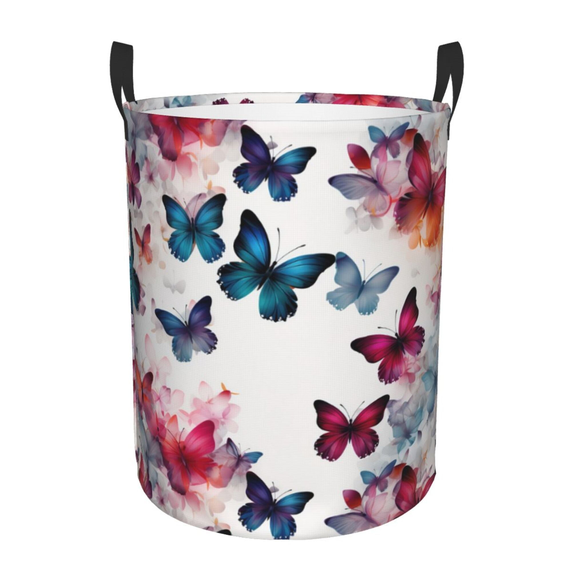 TEQUAN Waterproof Laundry Hampers, Watercolor Romantic Butterfly ...