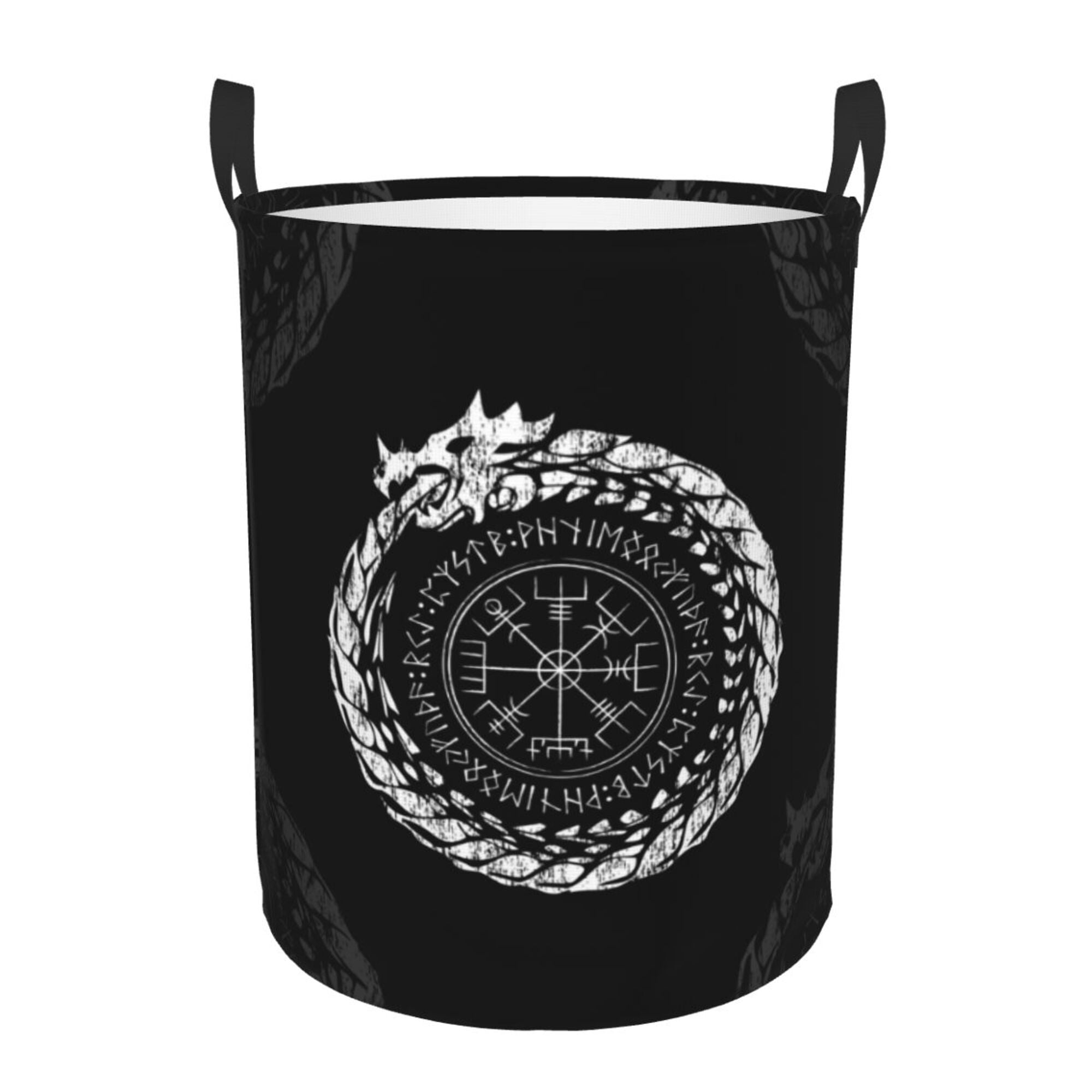 TEQUAN Waterproof Laundry Hampers, White Viking Dragon Symbol Pattern ...