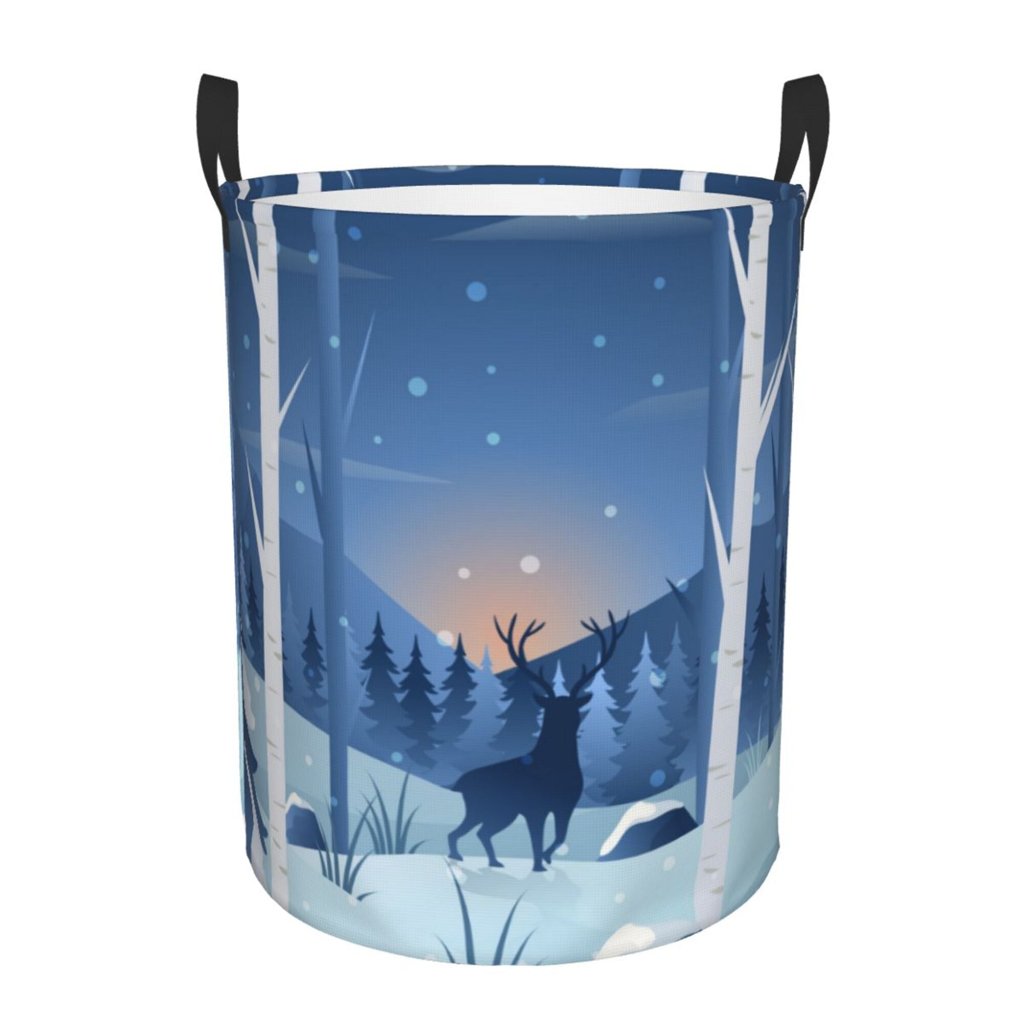 TEQUAN Waterproof Laundry Hampers, Winter Solstice Deer Pattern Clothes ...