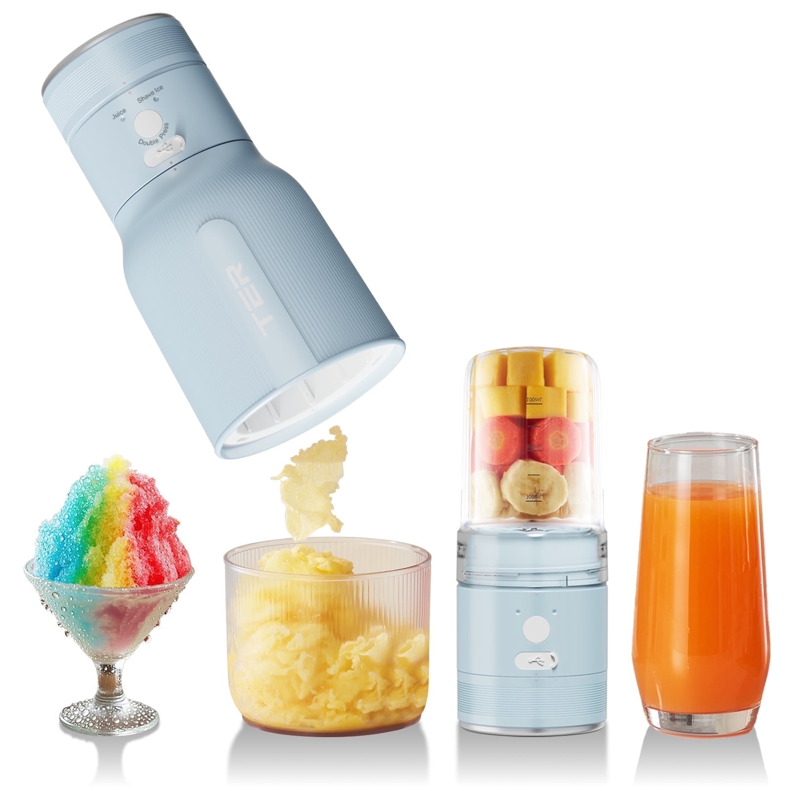 TER 2-in-1 Portable Electric Snow Cone Machine & Juice Blender ...