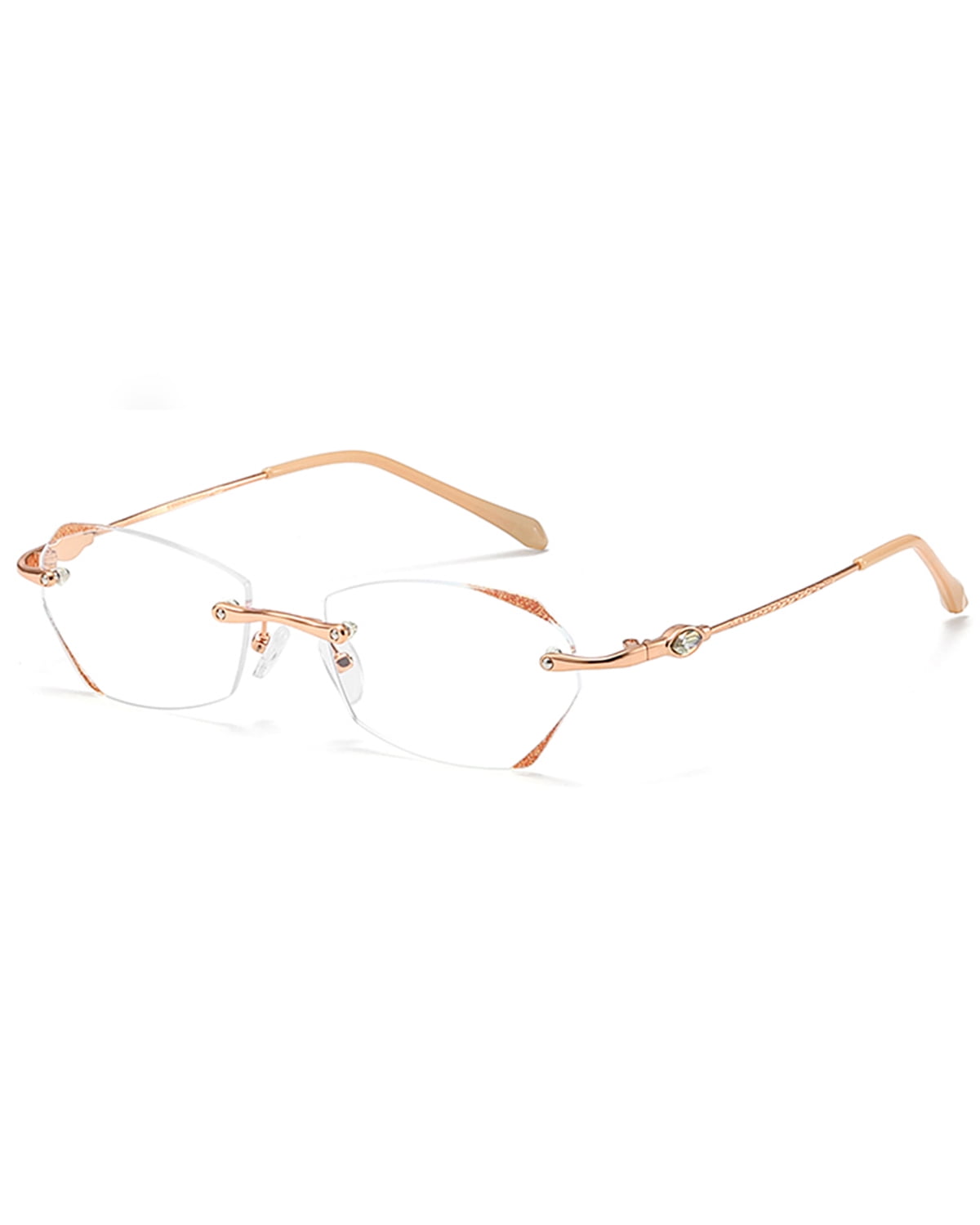 TERAISE Frameless Reading Glasses For Women With Blue Light Blocking,Fashion Diamond Cutting ...