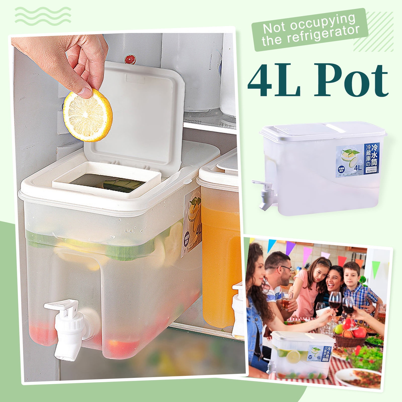 TERGAYEE 4L Refrigerator Cold Kettle with Faucet,Plastic Cold Water ...