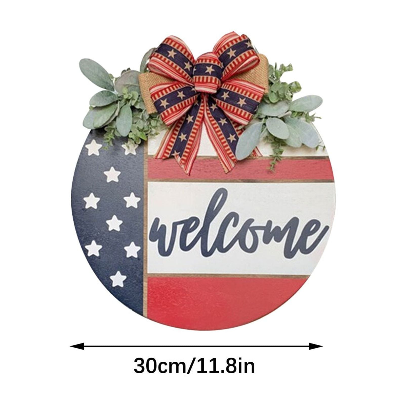 TERGAYEE 4th of July Welcome Sign,11.8in Wooden Door Hangers Wreath for ...