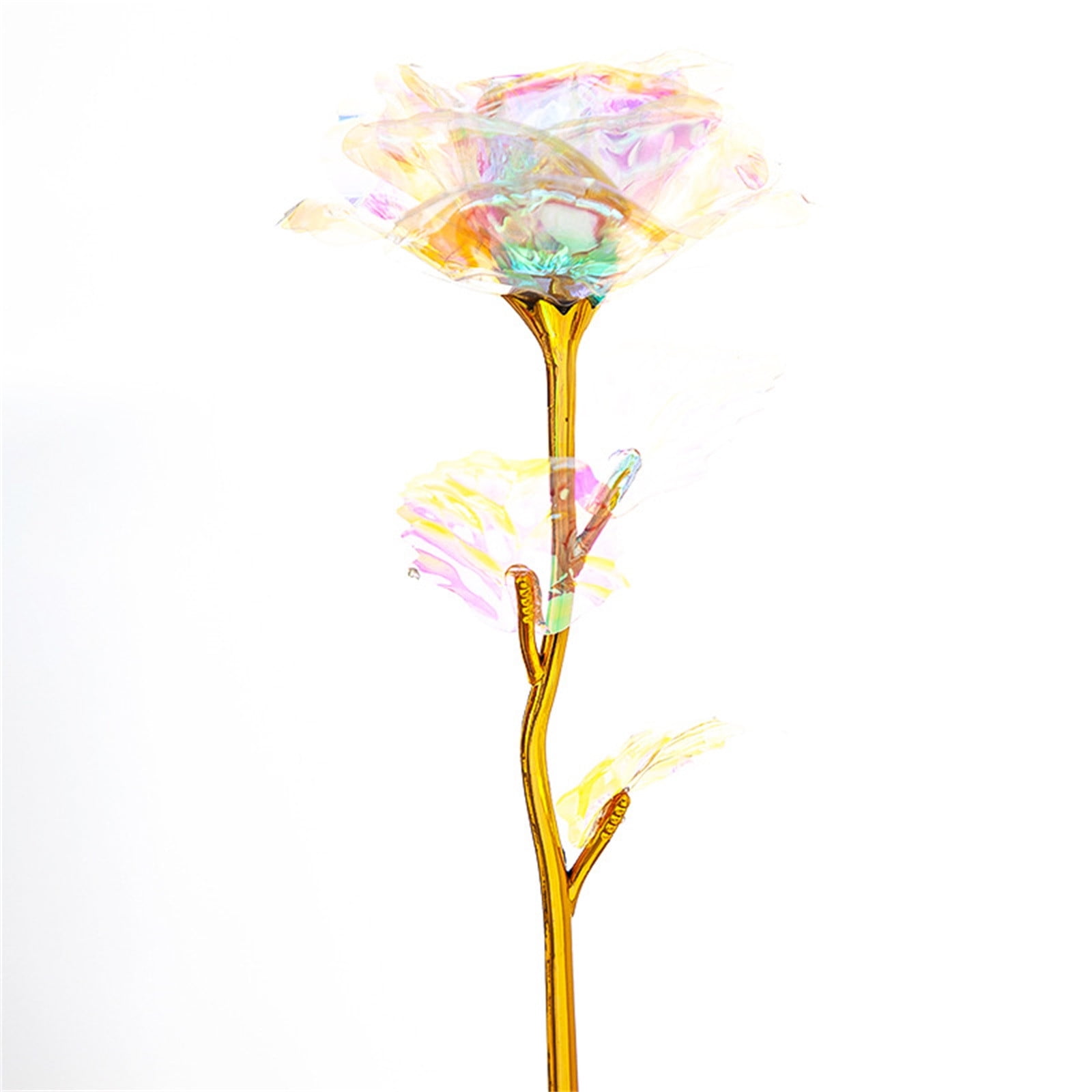 TERGAYEE 6 Pc 24K Colorful Gold Rose,Forever Preserved Long Stem ...
