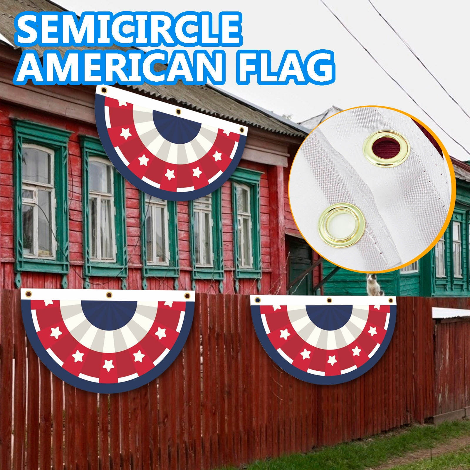 TERGAYEE American USA Half Fan Flag,American USA Bunting Decoration ...