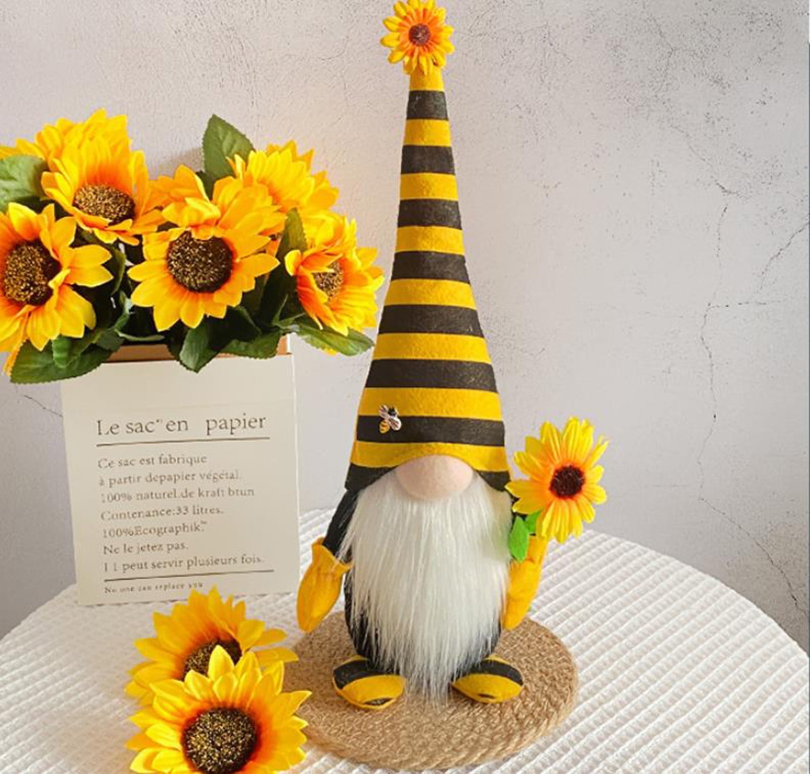 TERGAYEE Bee Gnome Plush,Faceless Doll Easter Bee Festival Plush Bumble ...