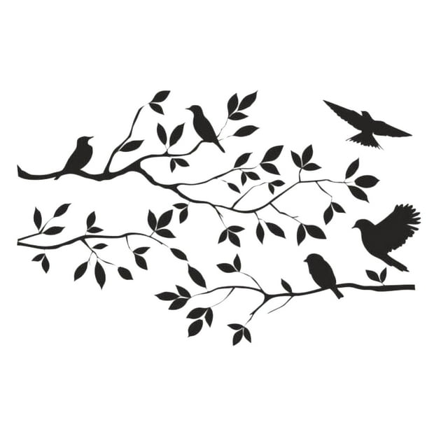 TERGAYEE Birds Trees Wall Sticker,DIY Removable Wall Art Decal Mural ...
