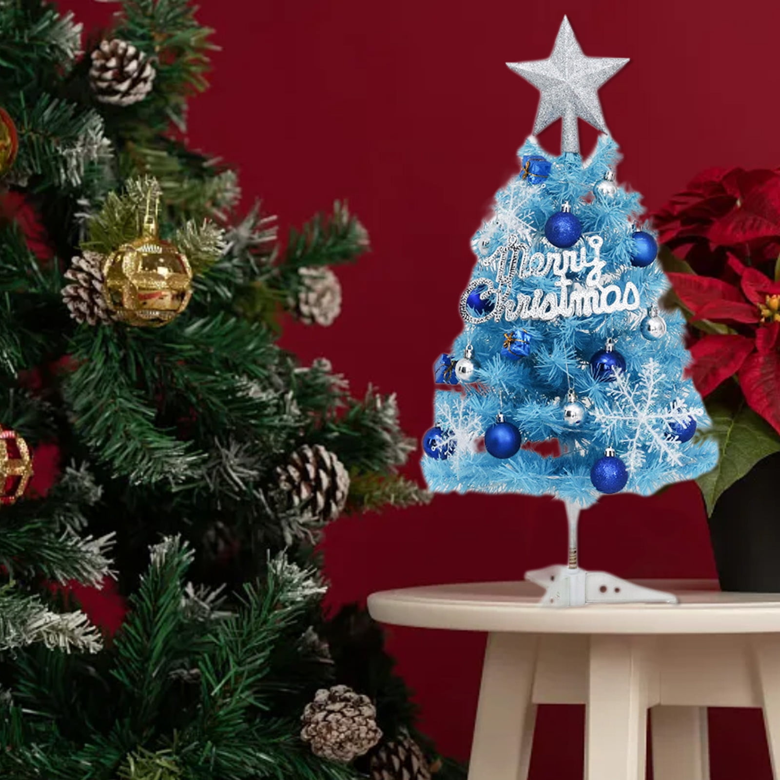 TERGAYEE Blue Mini Christmas Tree, Desktop Small Tree Christmas ...