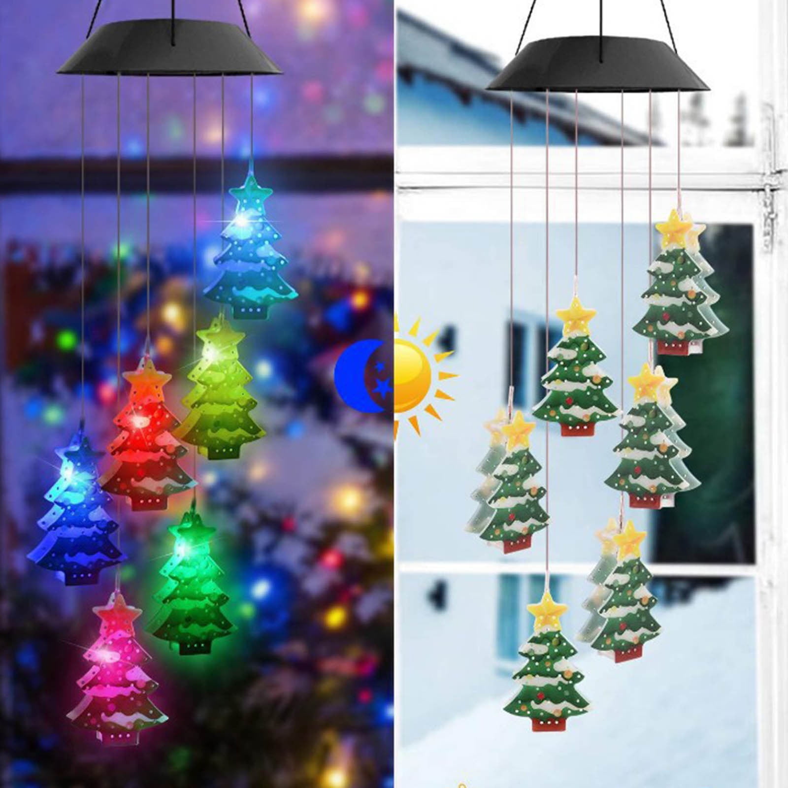 TERGAYEE Christmas Solar Wind Chimes,Color Changing Led Solar Wind ...