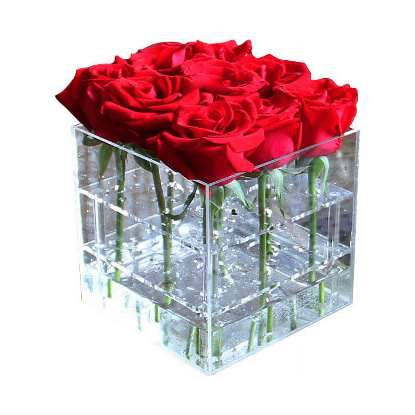 TERGAYEE Clear Acrylic Flower Vase,Square Floral Centerpiece for Dining ...