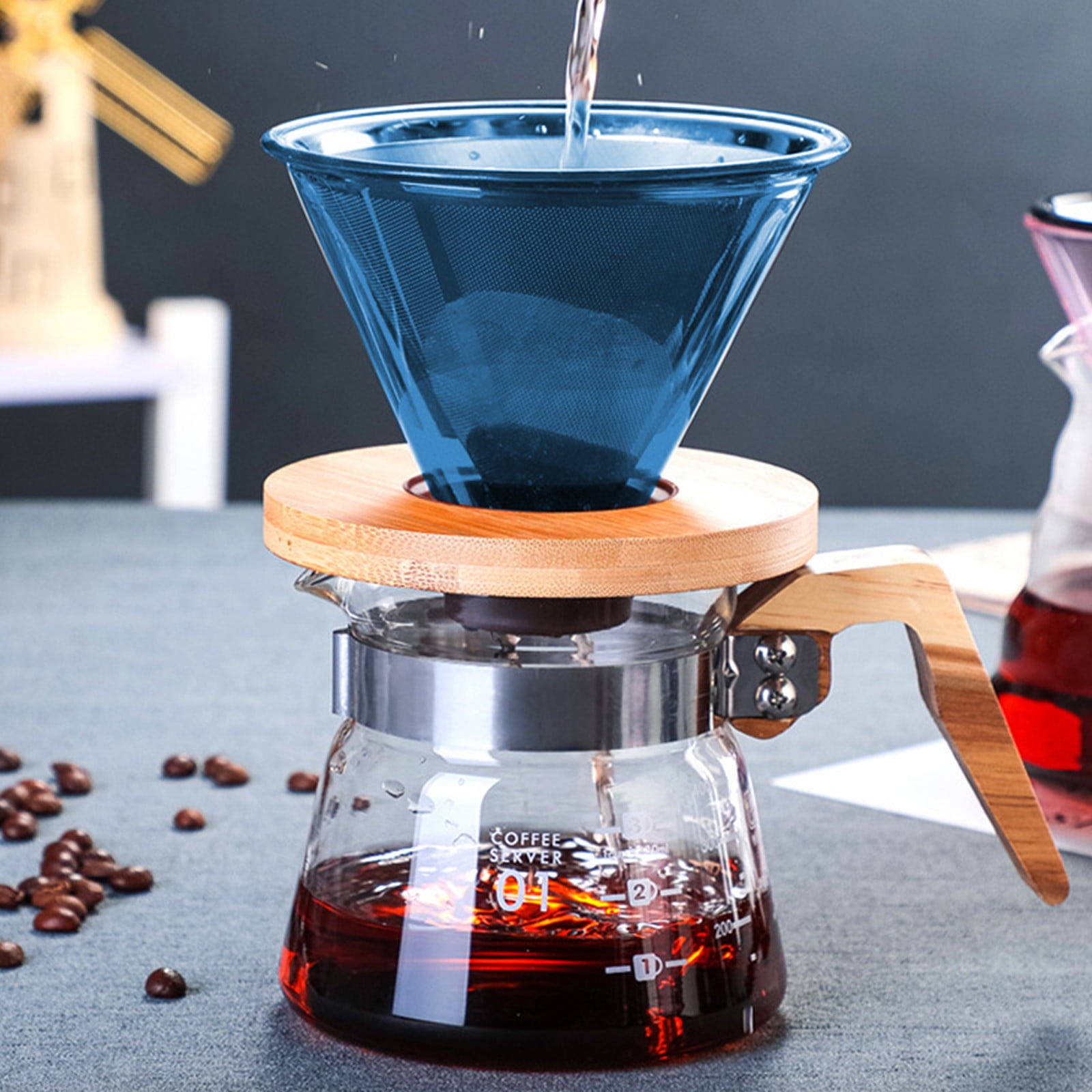 TERGAYEE Coffee Filter Coffee Colored Glass Filter Mug Portable Glass ...