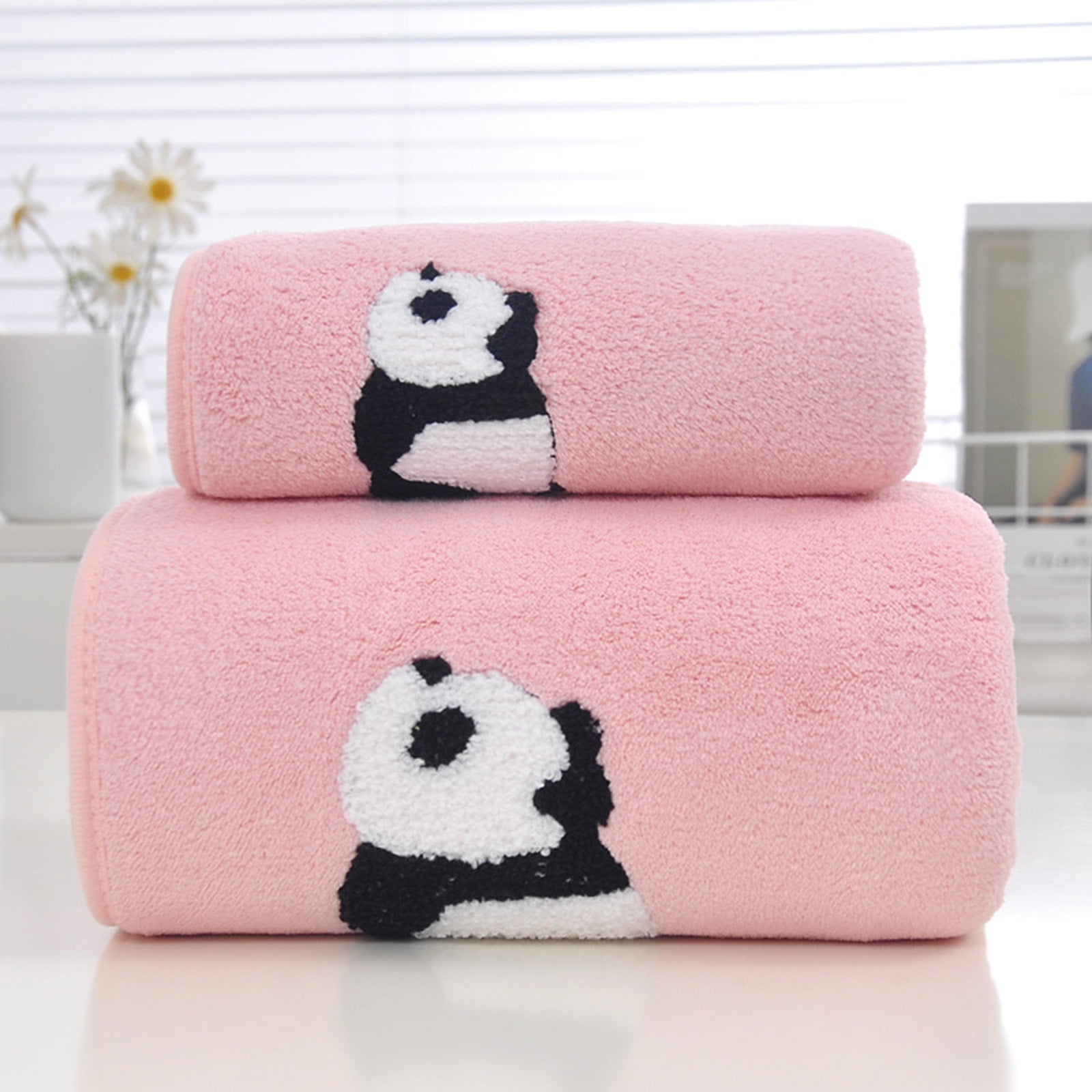 TERGAYEE Cute Bear Bath Towels Set,Soft and Absorbent Coral Fleece Bath ...