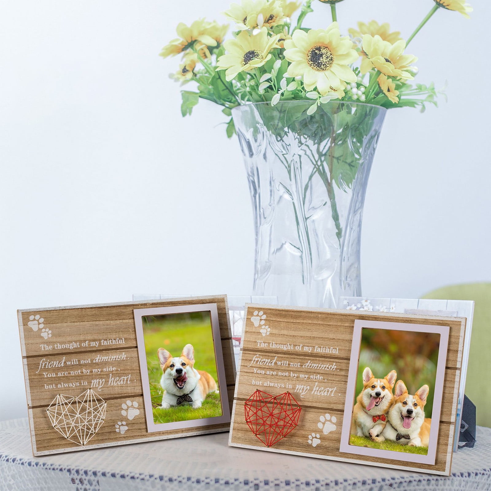 TERGAYEE Desk Decor Pet Memorial Gifts,Paw Print-s Sympathy Picture ...