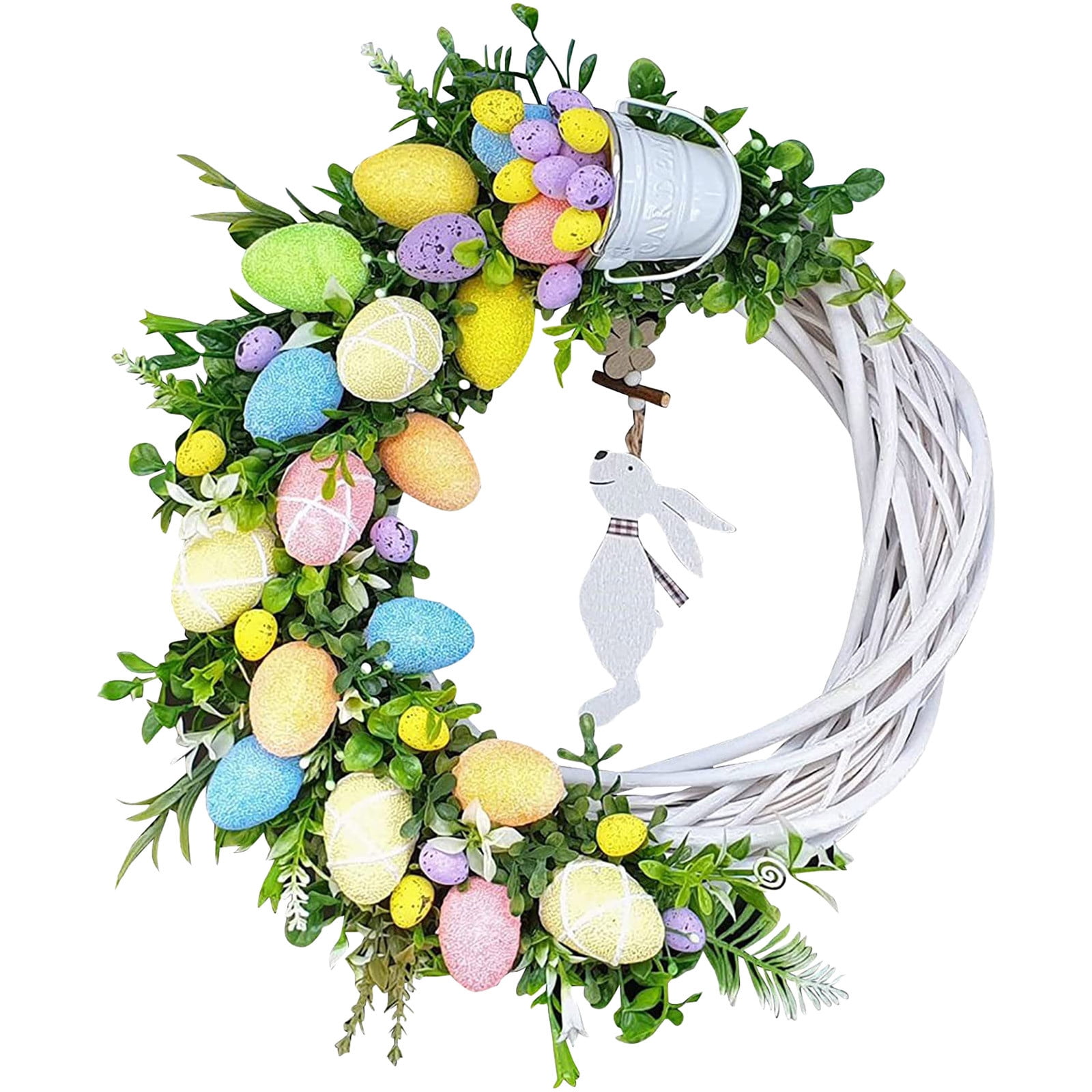TERGAYEE Easter Bunny Egg Wreath,Easter Bunny Egg Wreath Acrylic Rabbit ...