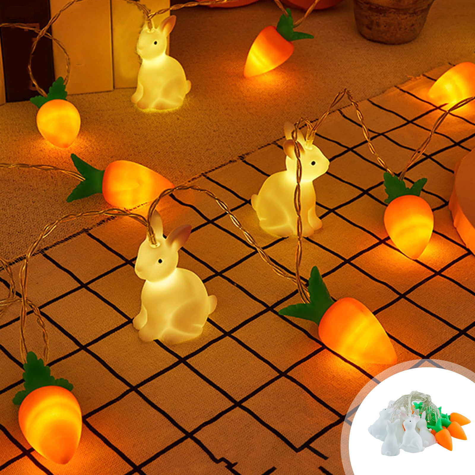 TERGAYEE Easter Bunny Lantern String Copper Wire Lantern String ...