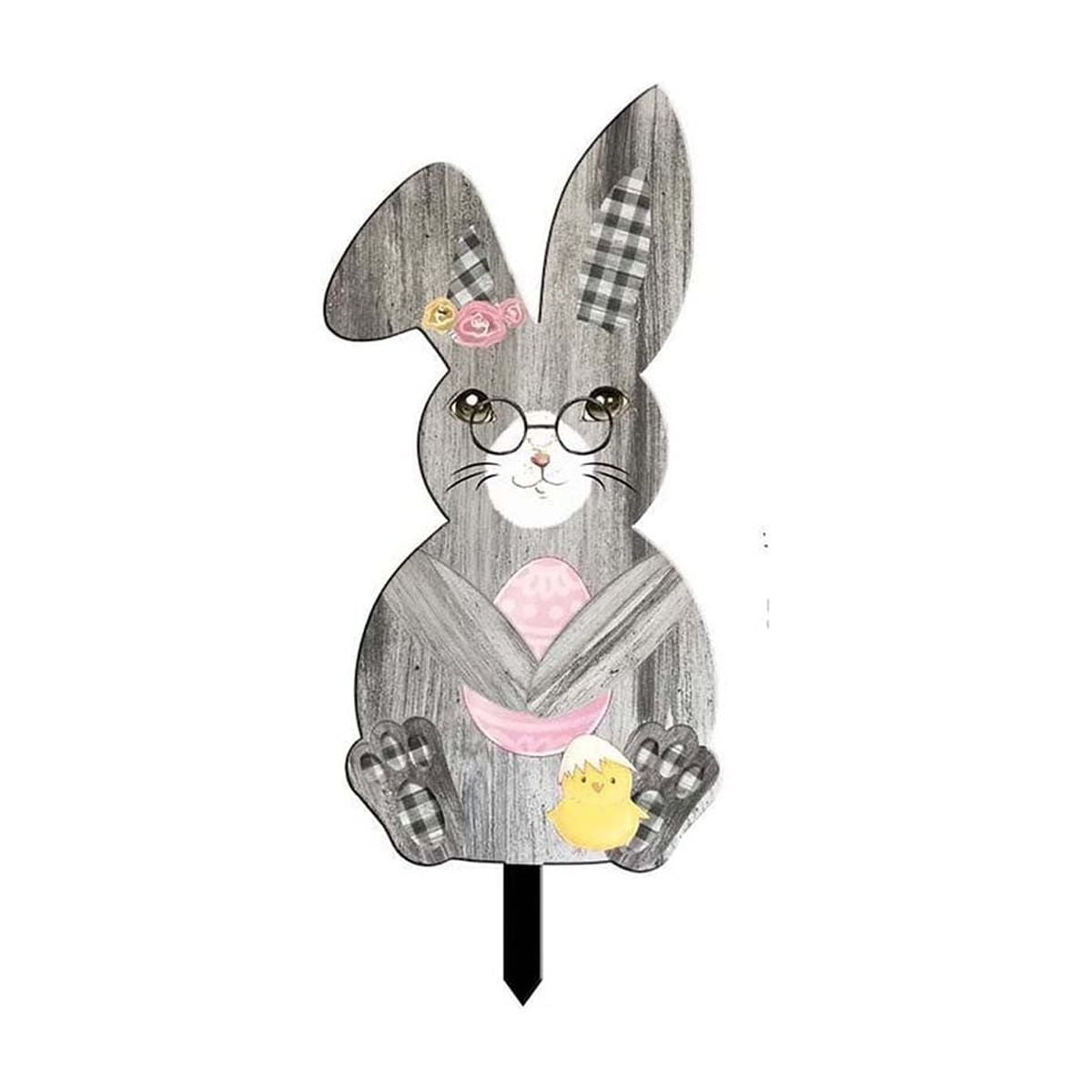 TERGAYEE Easter Bunny Yard Signs with Stakes,Easter Acrylic Outdoor ...