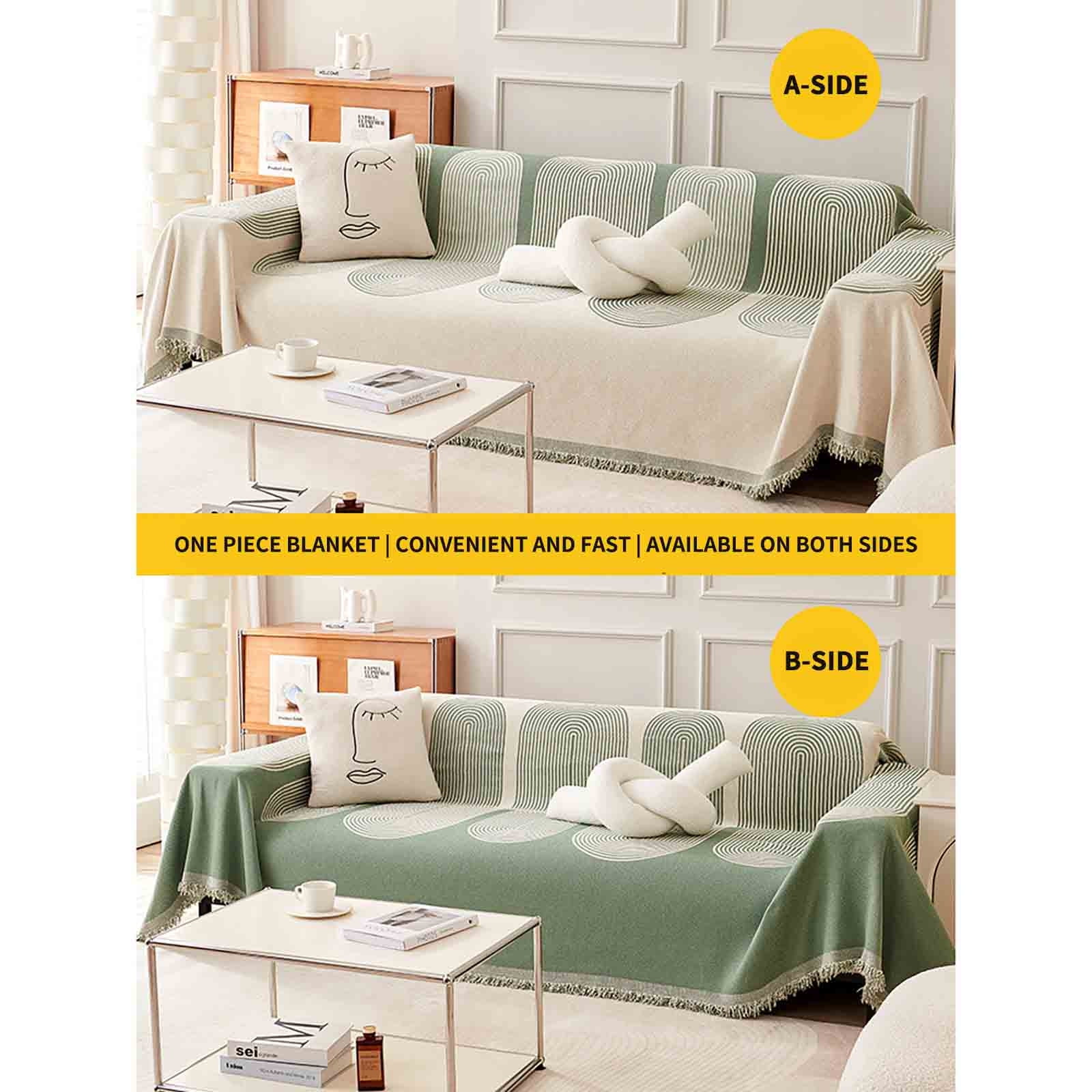 TERGAYEE Easy-Going Reversible Couch Cover,Geometrical Sofa Cover,Couch ...