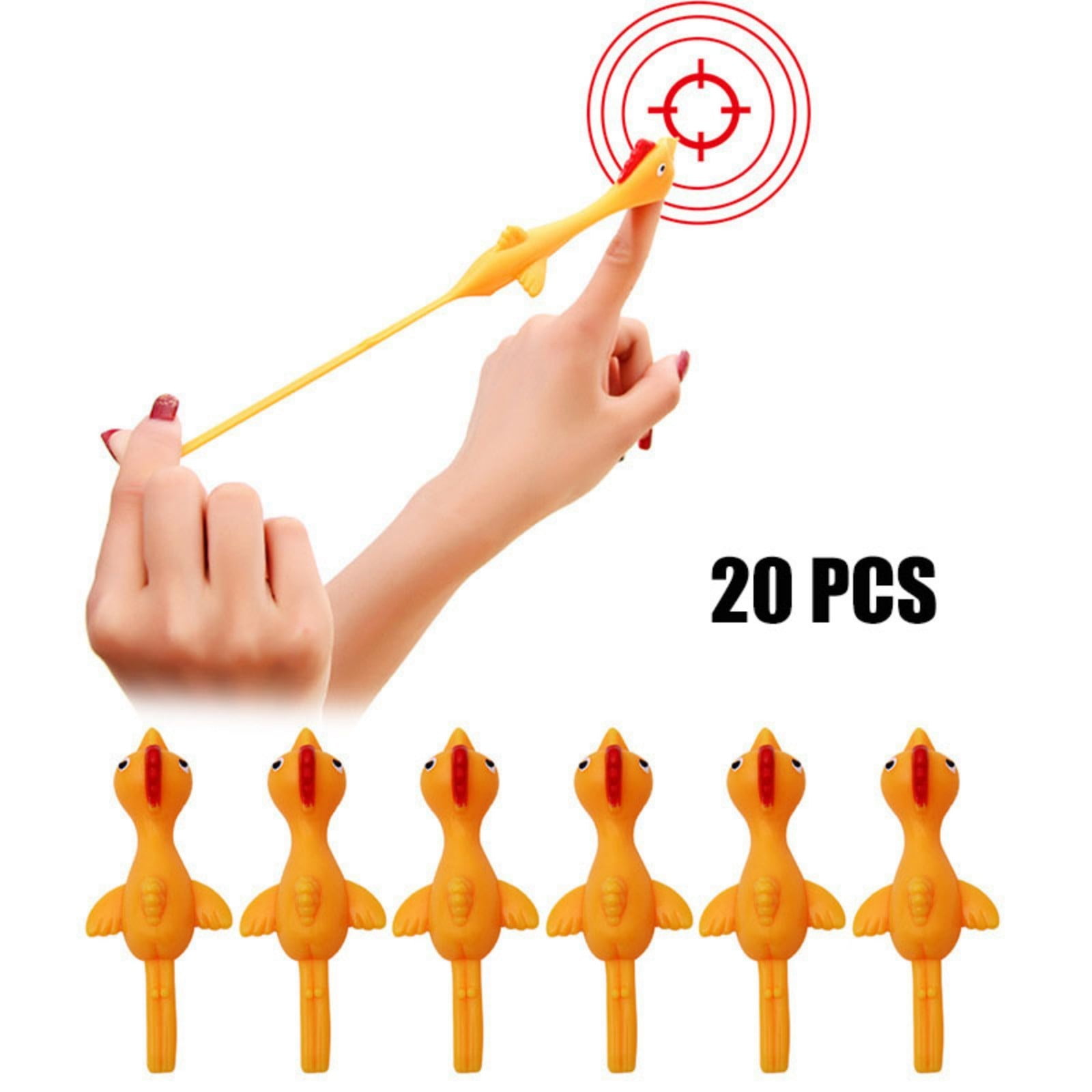 TERGAYEE Ejection Toys, Flying Chicken Flicking Rubber Chickens Sling ...