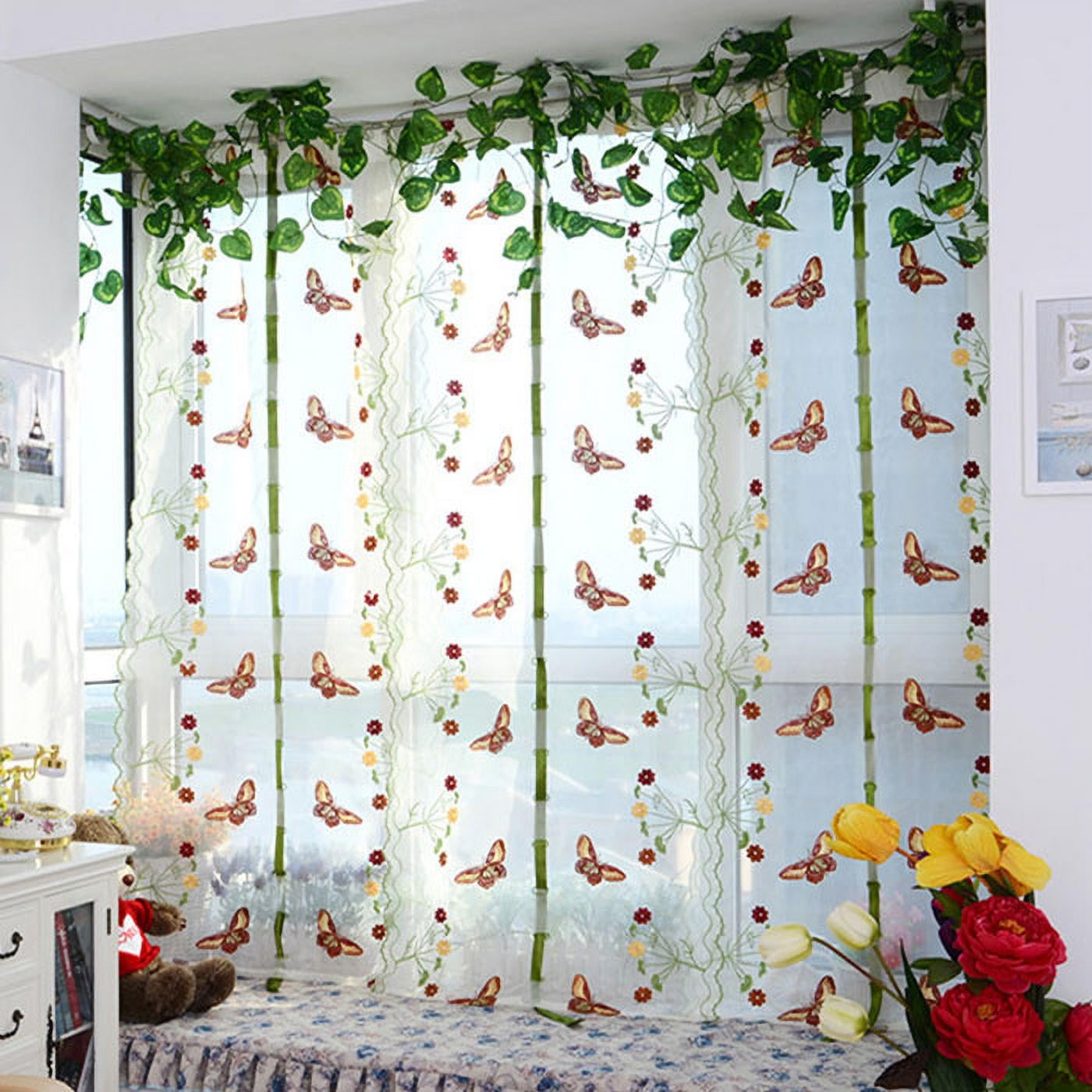 Vikakiooze Fresh Butterfly Embroidered Curtain,Sheer Window Curtain ...