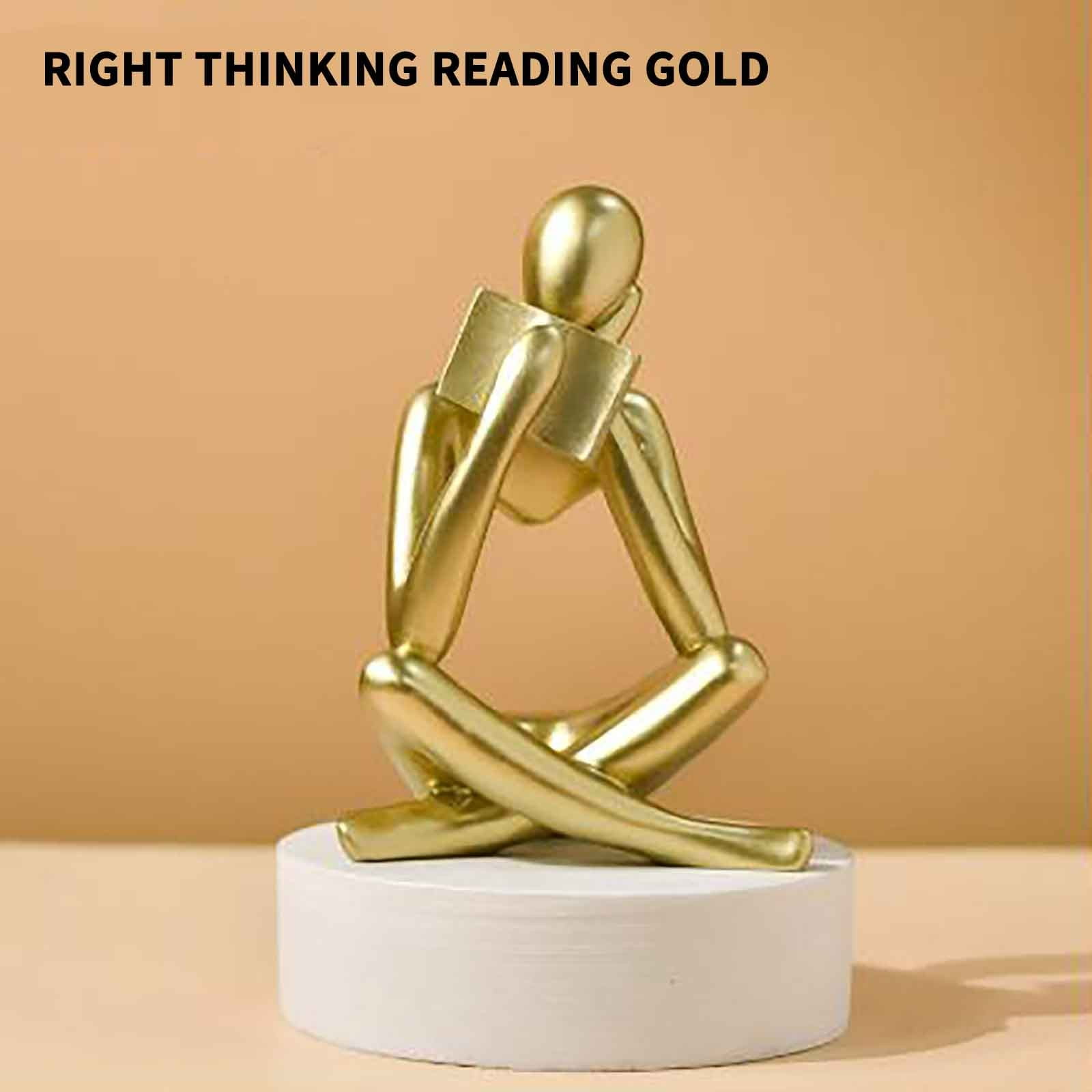 TERGAYEE Gold Creative Abstract Character,Reading Thinker Statue Modern ...