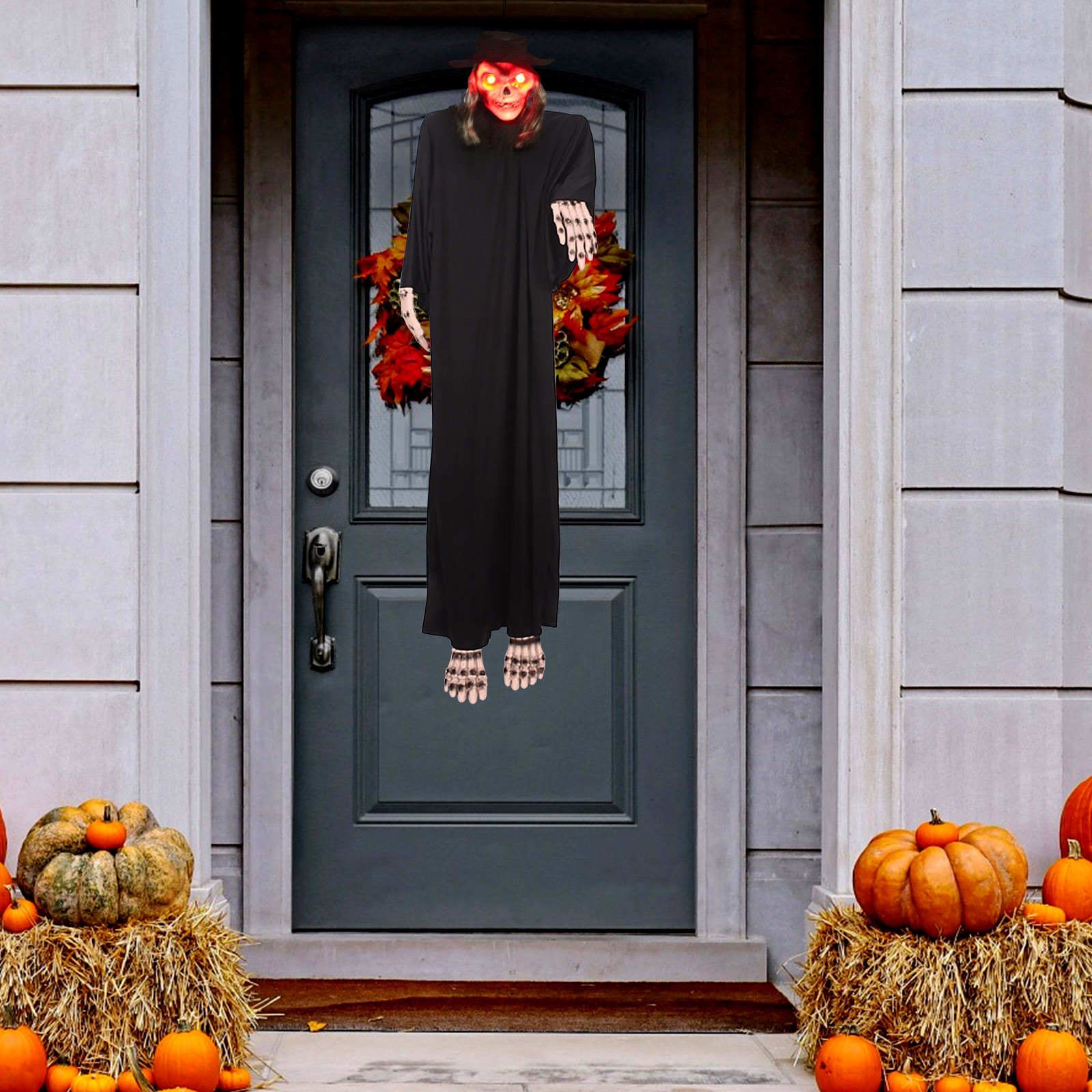 TERGAYEE Halloween Hanging Ghost, Voice Control Hanging Ghost With LED ...