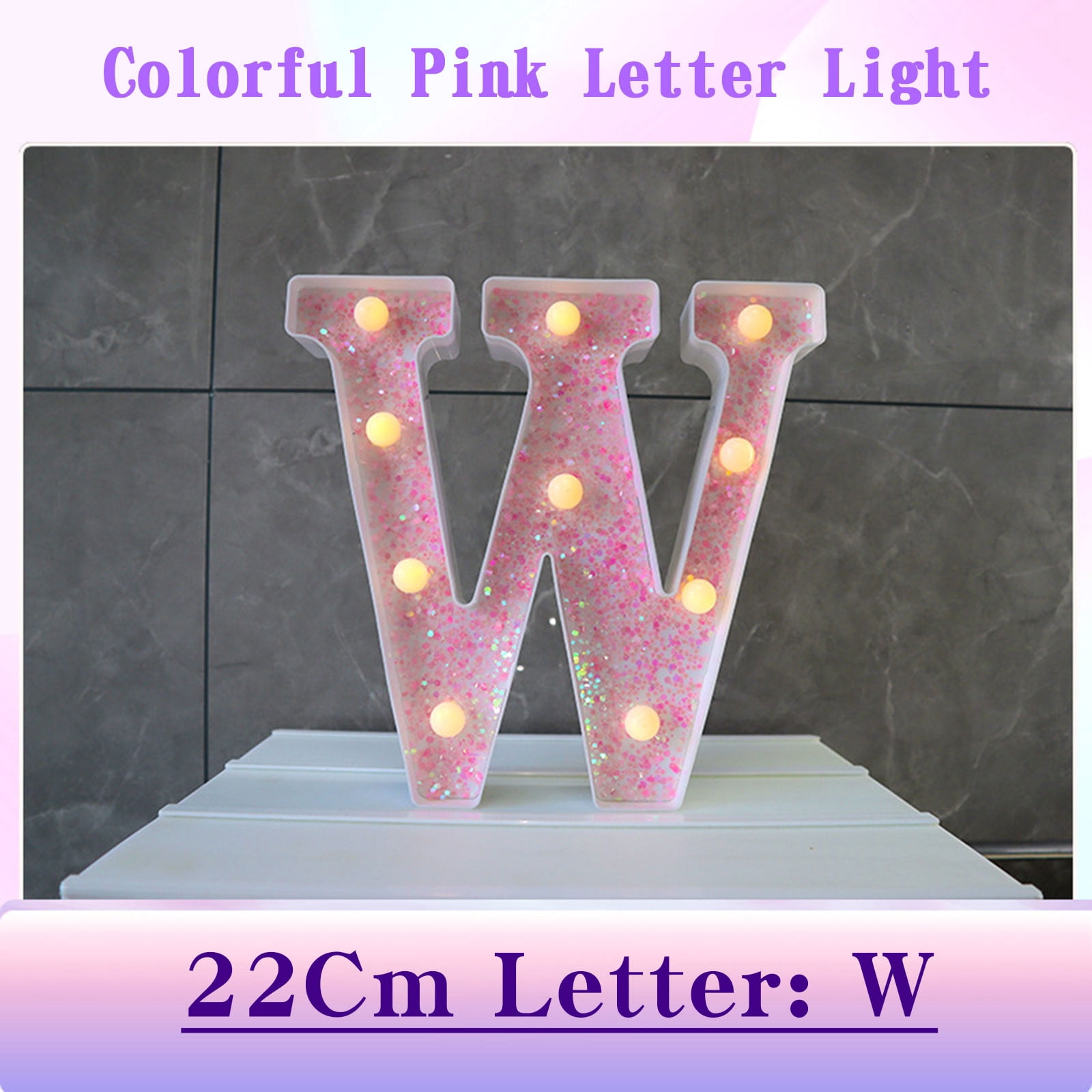 TERGAYEE LED Letter Lights,Light Up Pink Glitter Alphabet Letter Sign ...