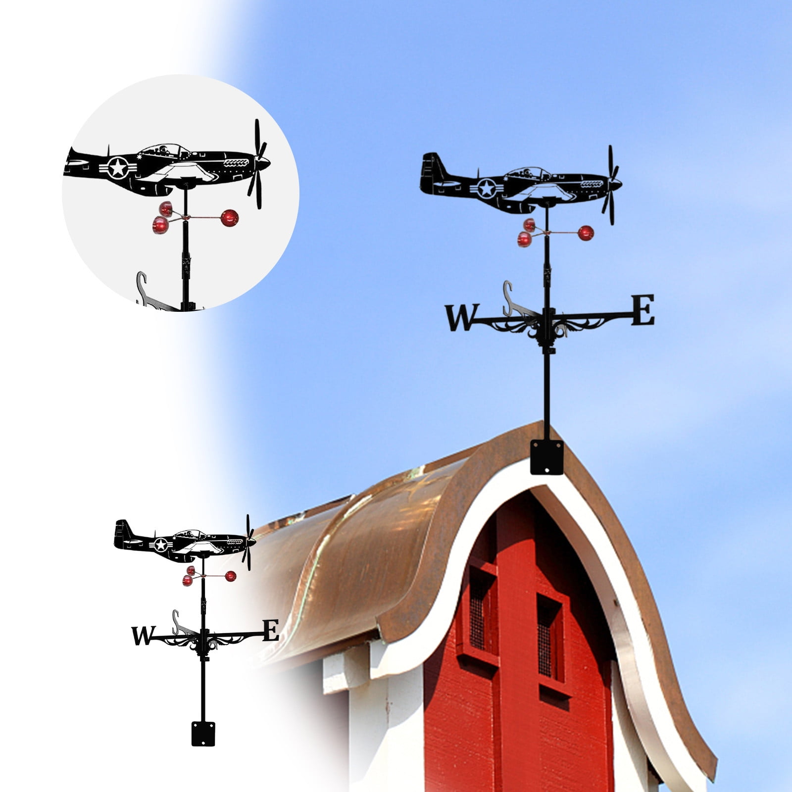 TERGAYEE Metal Weather Vane,Fighter Decoration Roof Weather Vane Garden ...