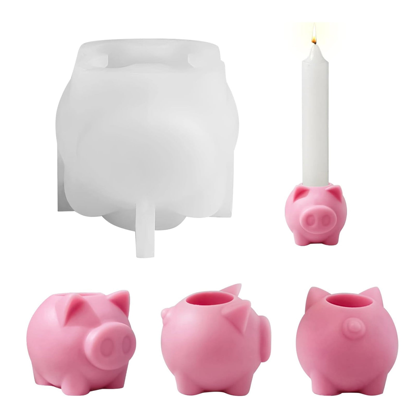 TERGAYEE Pillar Candle Holder Resin Molds,Little Pig Candle Holder,DIY ...