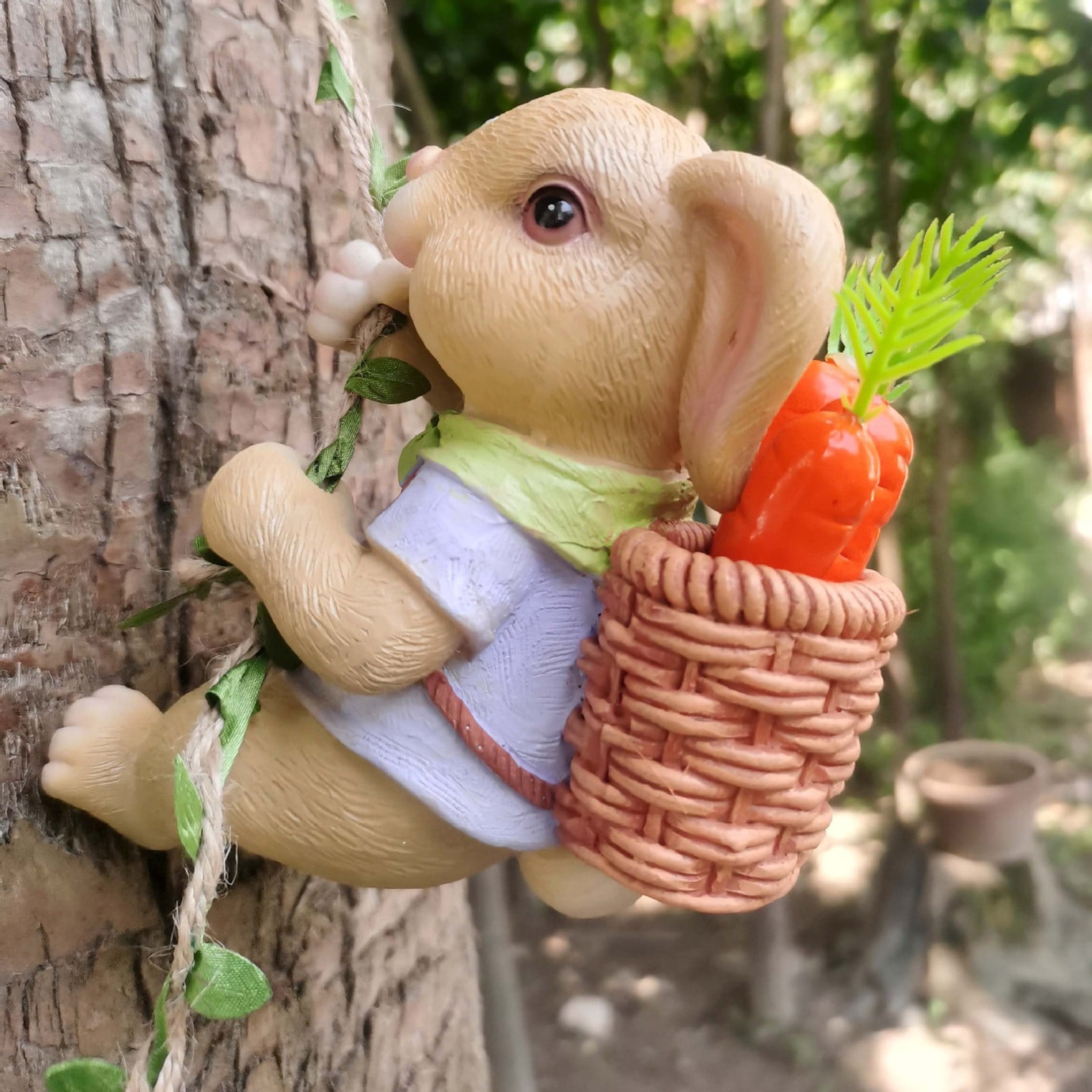 TERGAYEE Resin Bunny Decor,Resin Climbing Rabbit Statue with Hanging ...