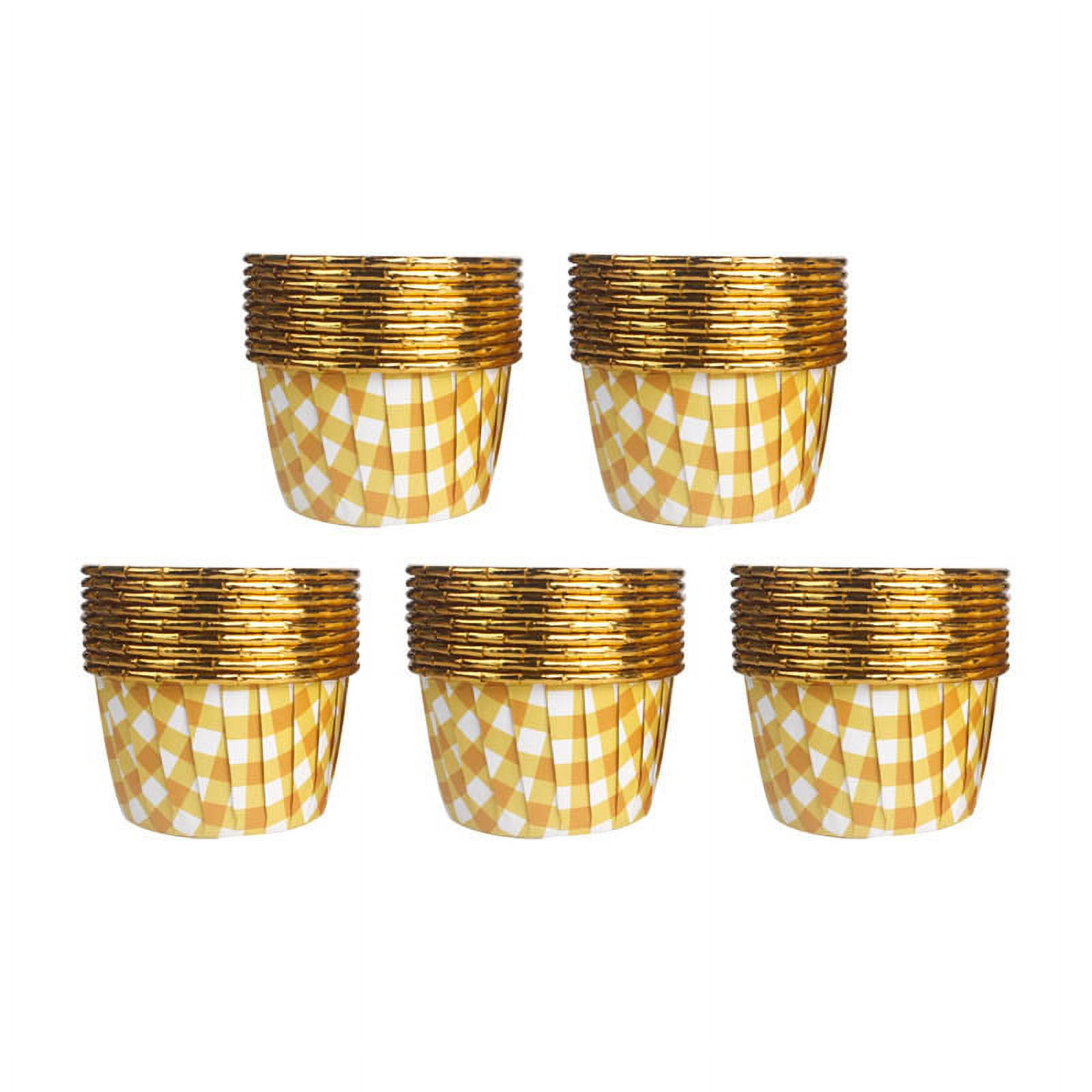 TERGAYEE Round Cake Baking Cups,Gold Flanged Cake Cups,Cupcake Liners ...