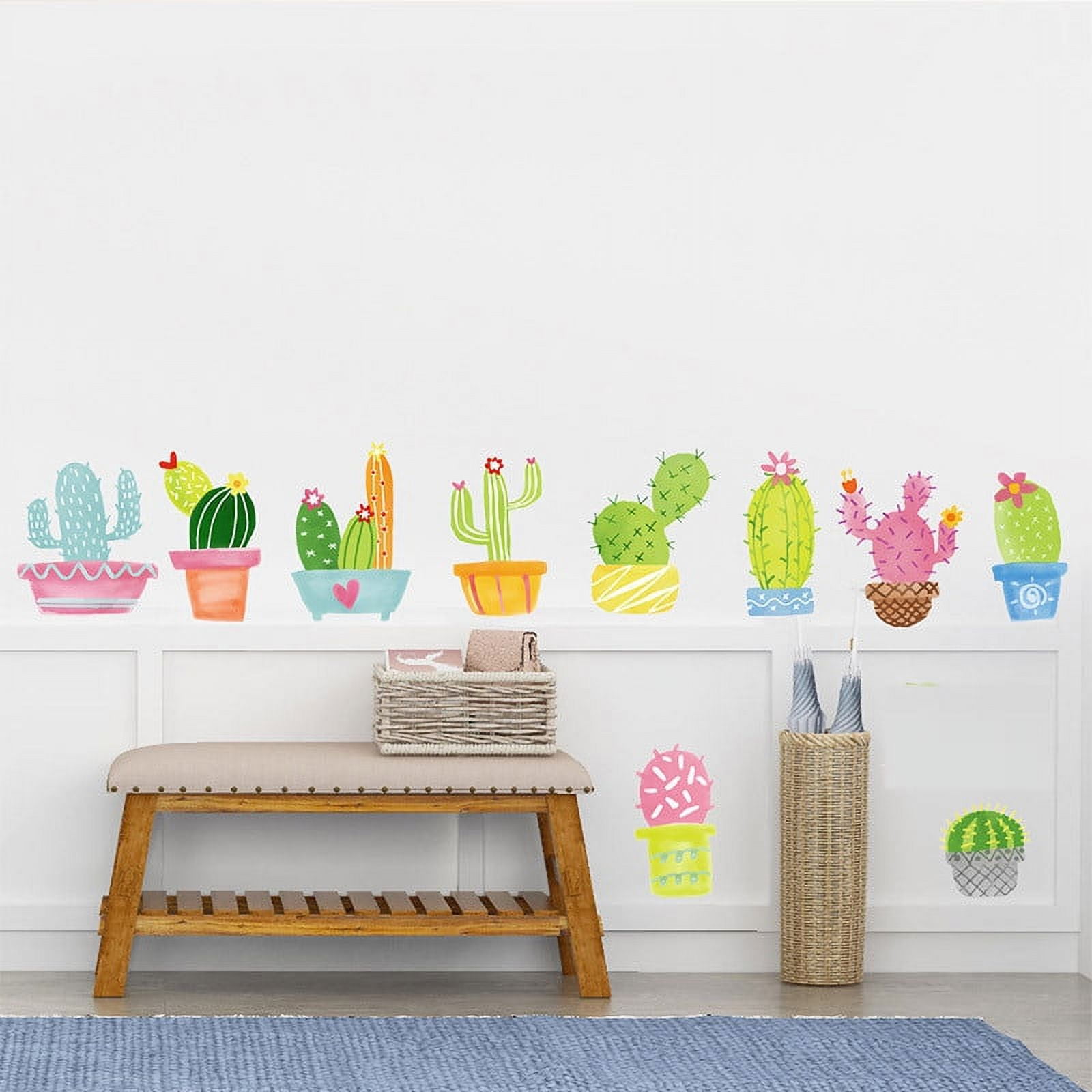 TERGAYEE Small Fresh Plants Flowers Wall Decals Stickers,Fake Potted ...