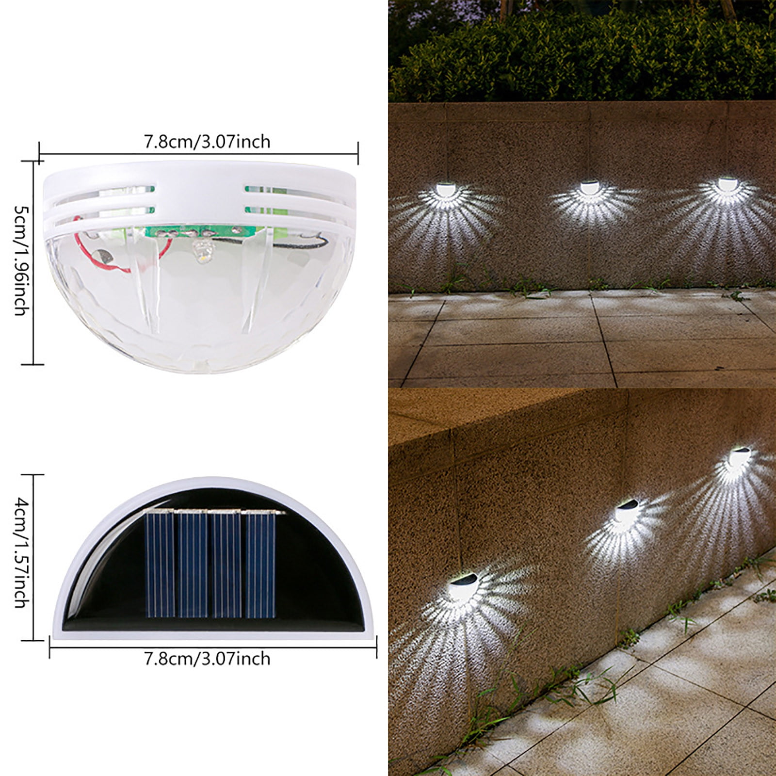 TERGAYEE Solar Wall Lamp,2pcs Round Solar Powered Wall Mount Outdoor ...