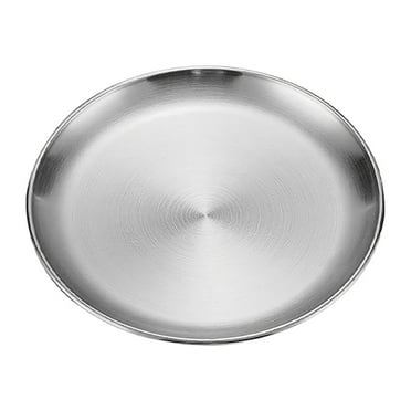 4-Piece Stainless Steel Plates, Metal Round Dinner Dishes for Adults ...