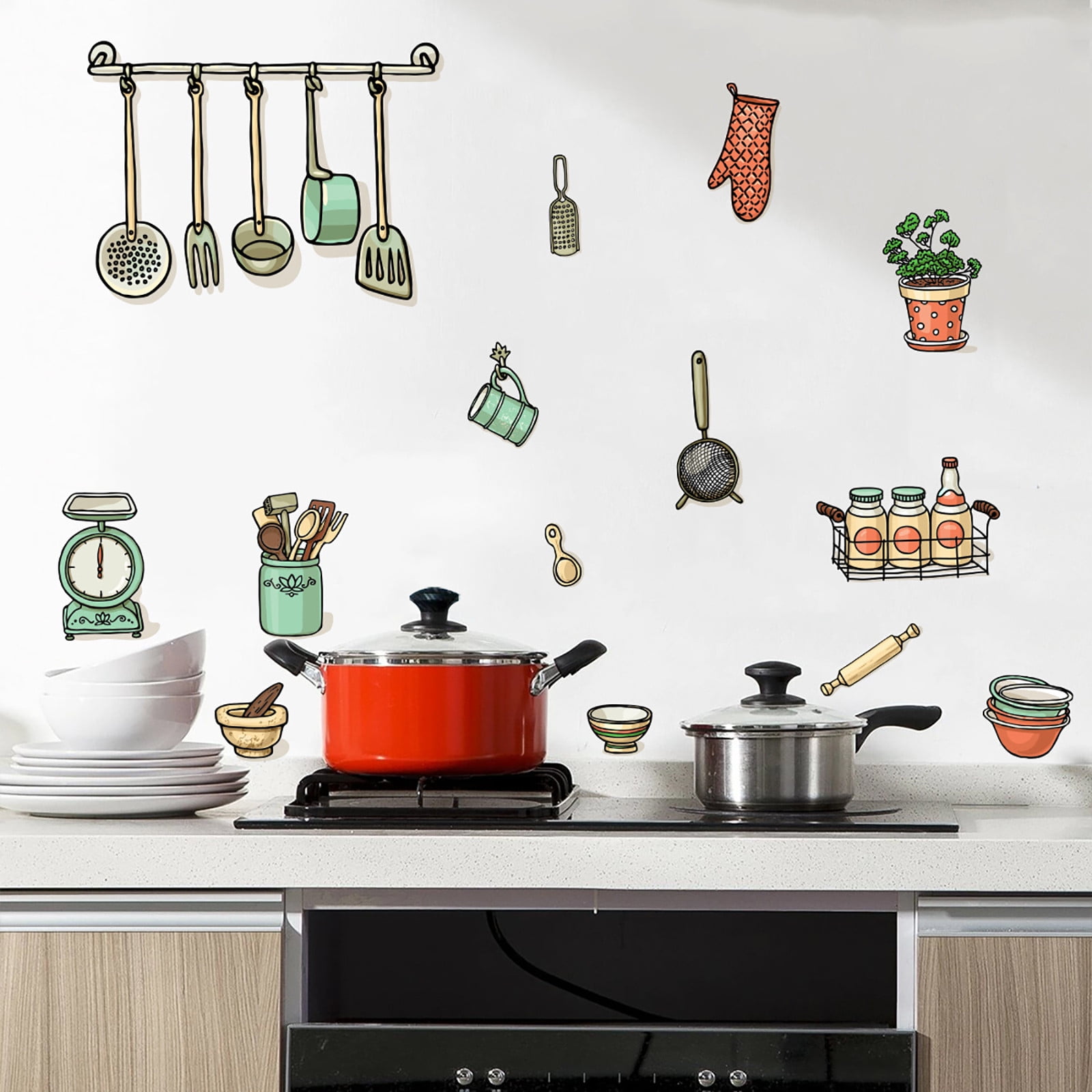 TERGAYEE Stickers Cutlery Kitchen Utensils Kitchen Wall Stickers ...