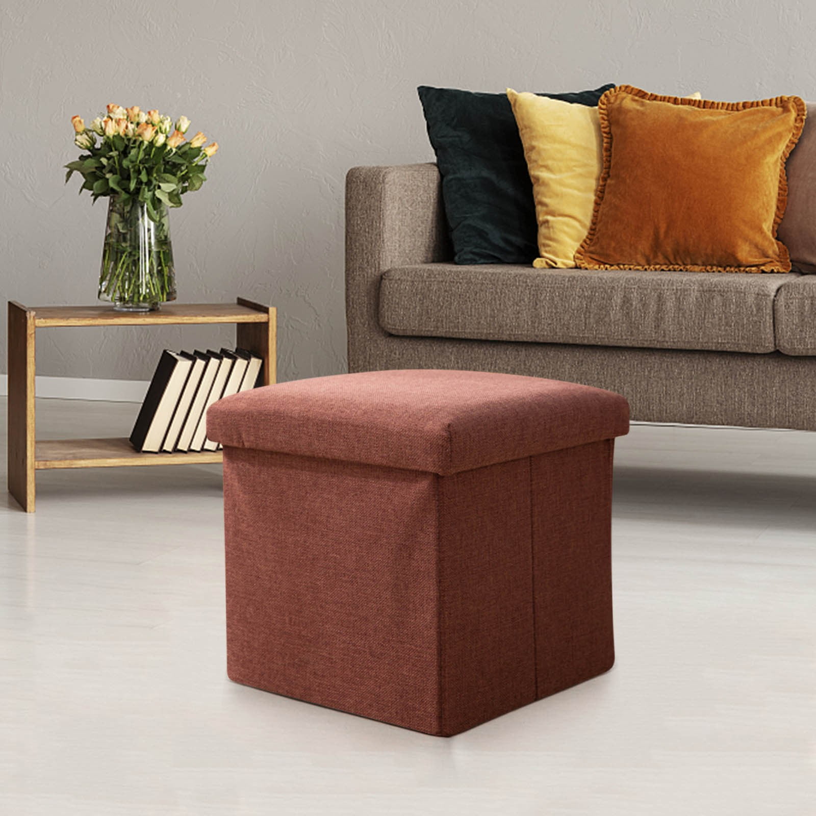 TERGAYEE Storage Ottoman Cube,Footstool with Storage Change Shoes Stool ...