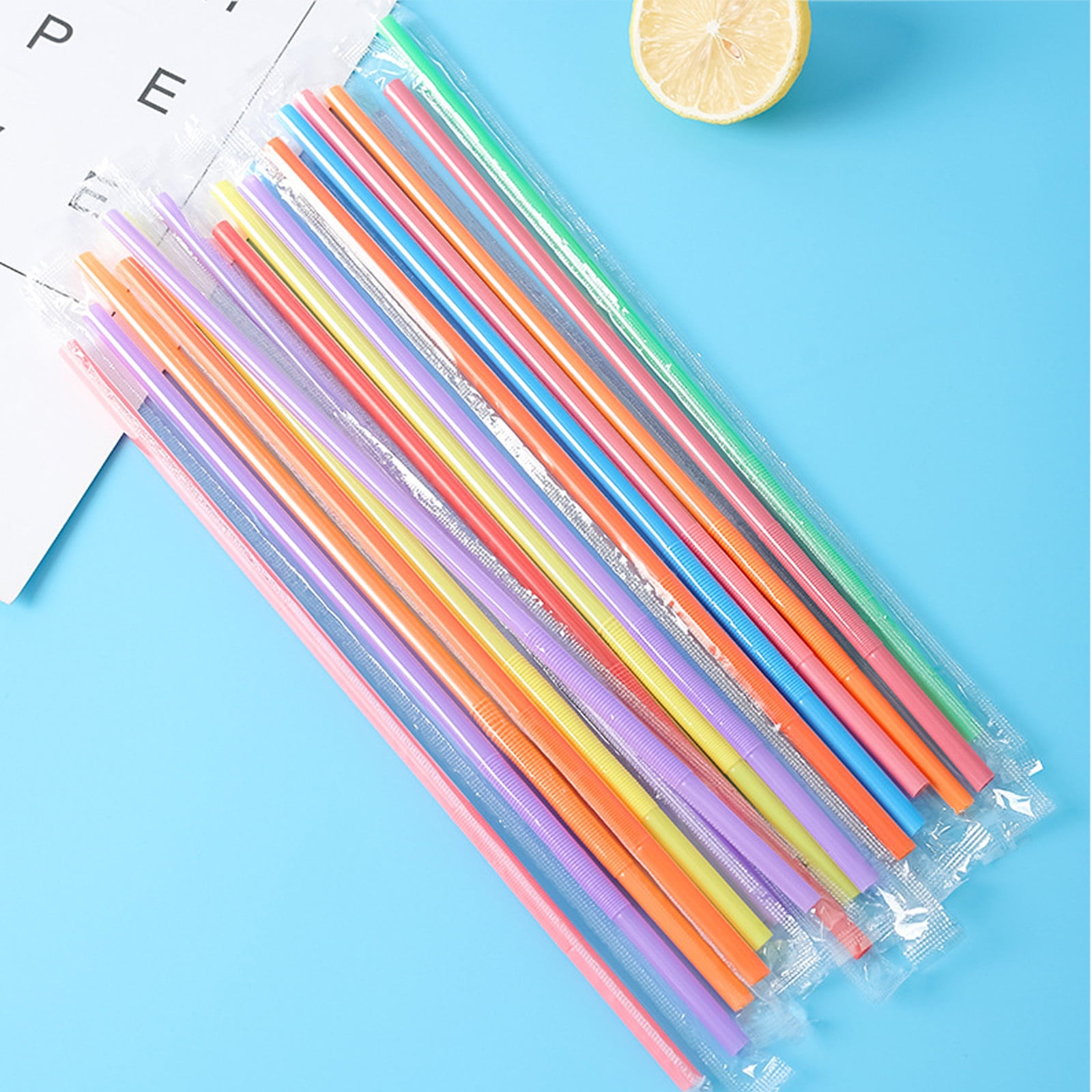 TERGAYEE Straws Color Disposable Plastic Straws Bent DIY Straws Milk ...
