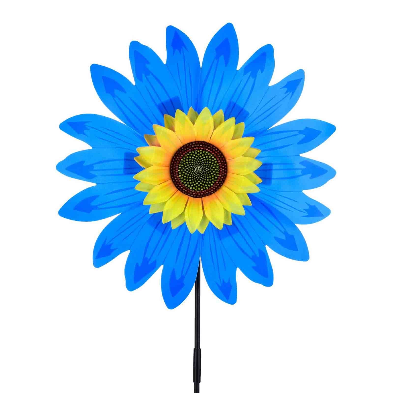 TERGAYEE Sunflower Lawn Pinwheels,Wind Spinner with Ground Stake ...