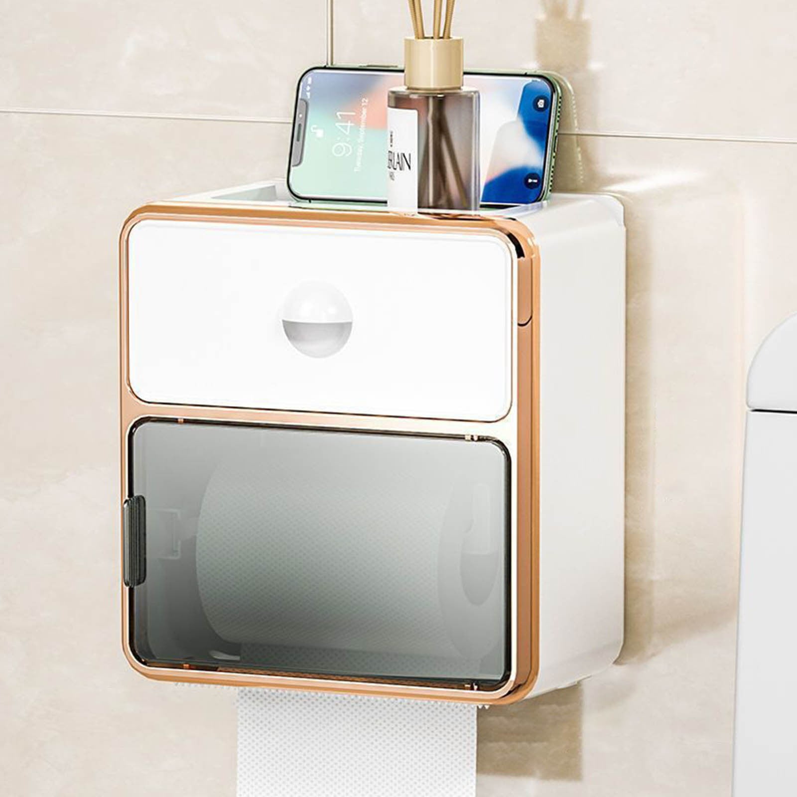 TERGAYEE Tissue Box Holder Wall Mounted,Toilet Paper Roll Holder Easy ...