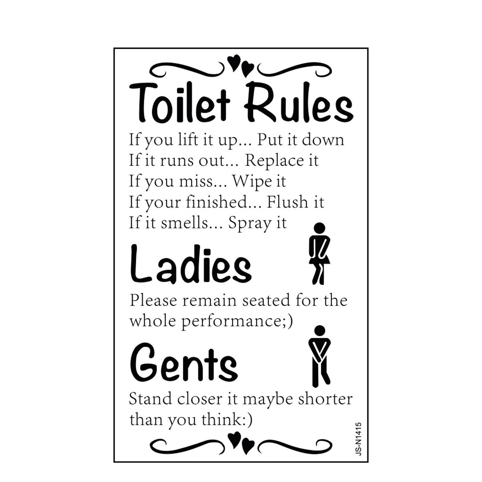 TERGAYEE Toilet Rules Wall Stickers,DIY Removable Humorous Wall ...