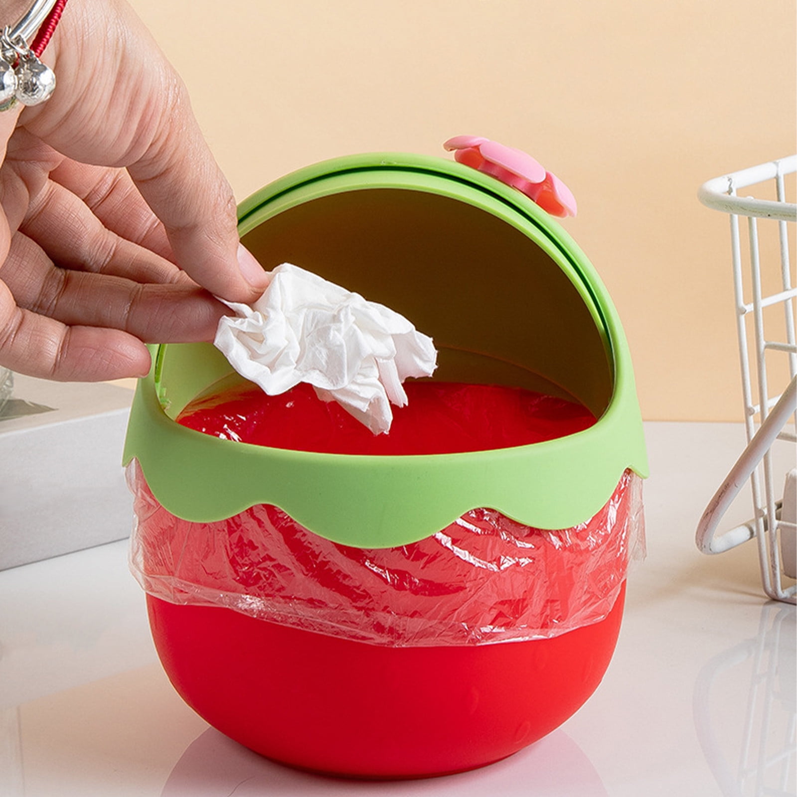 TERGAYEE Trash Can Desktop Household Small Rubbish Bin Coffee Table ...