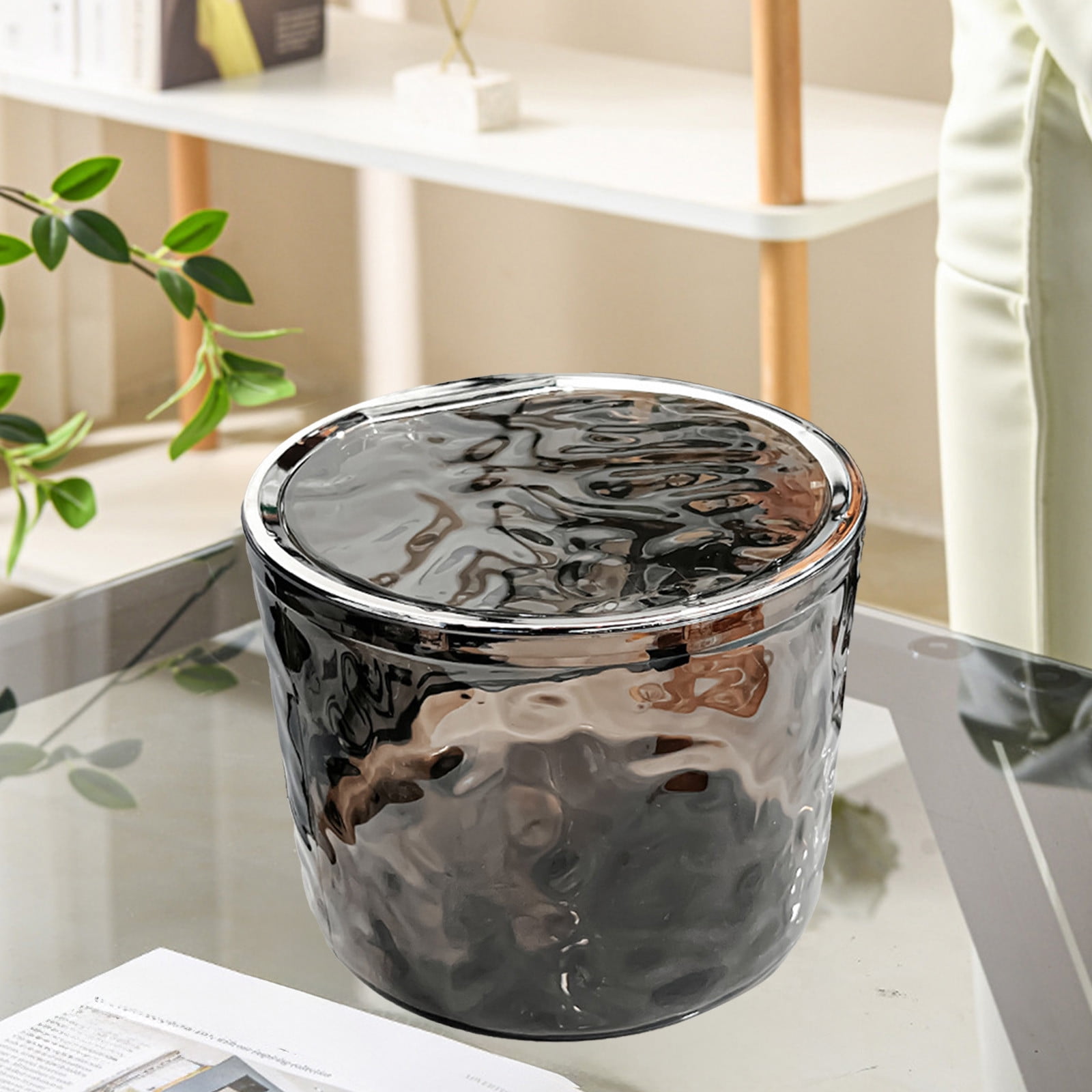 TERGAYEE Trash Can Transparent Lid Tabletop Mini Trash Can Compact ...