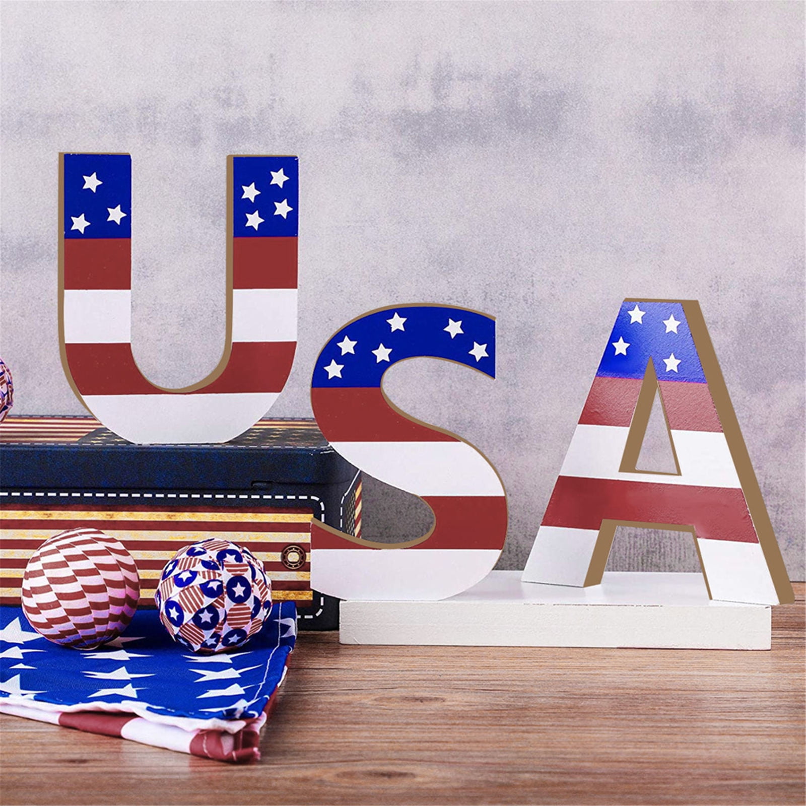 TERGAYEE USA Table Centerpiece,Wood Patriotic Tabletop Display ...