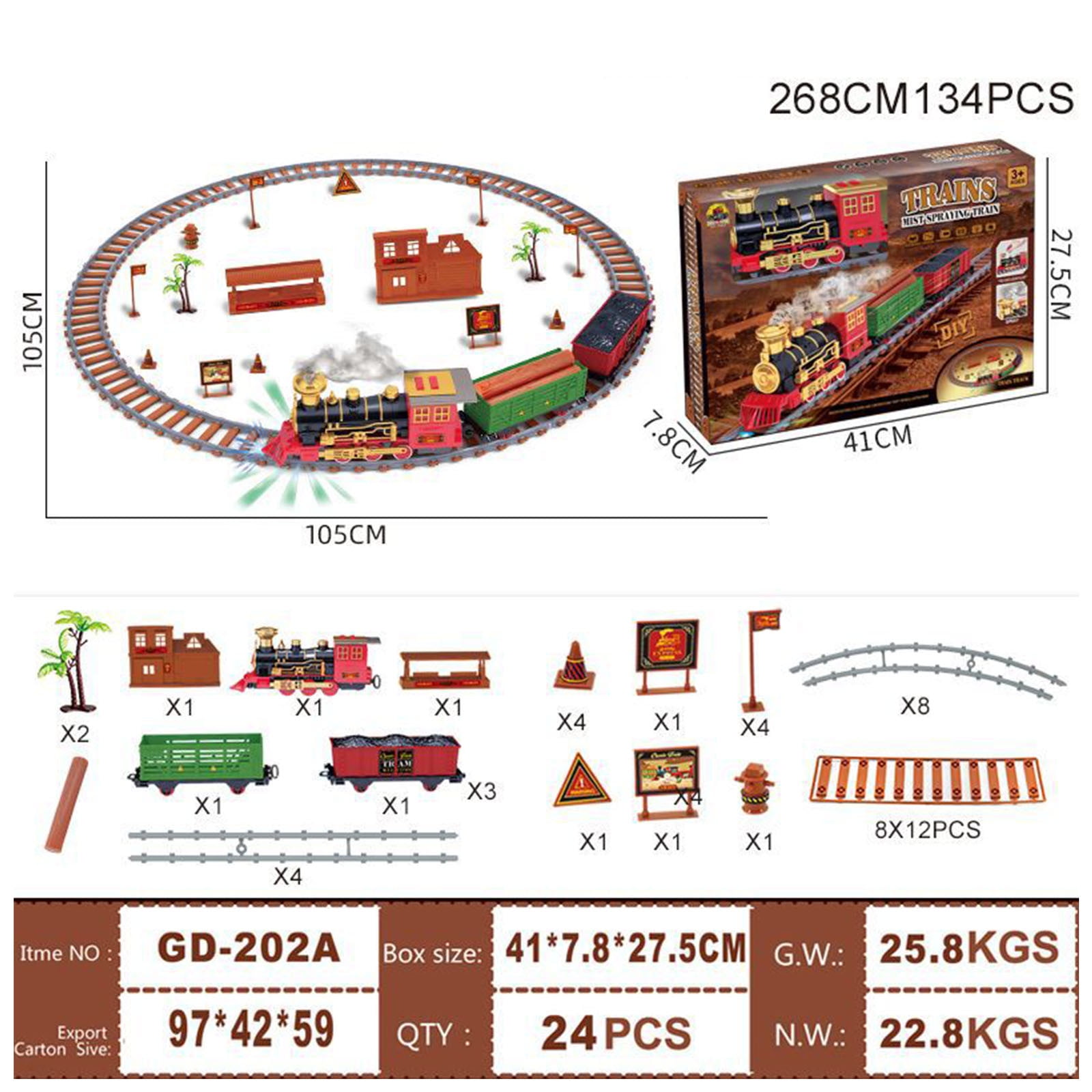 TERGAYEE Vintage Toy Train Set with Lights and Sounds, Steam Christmas ...