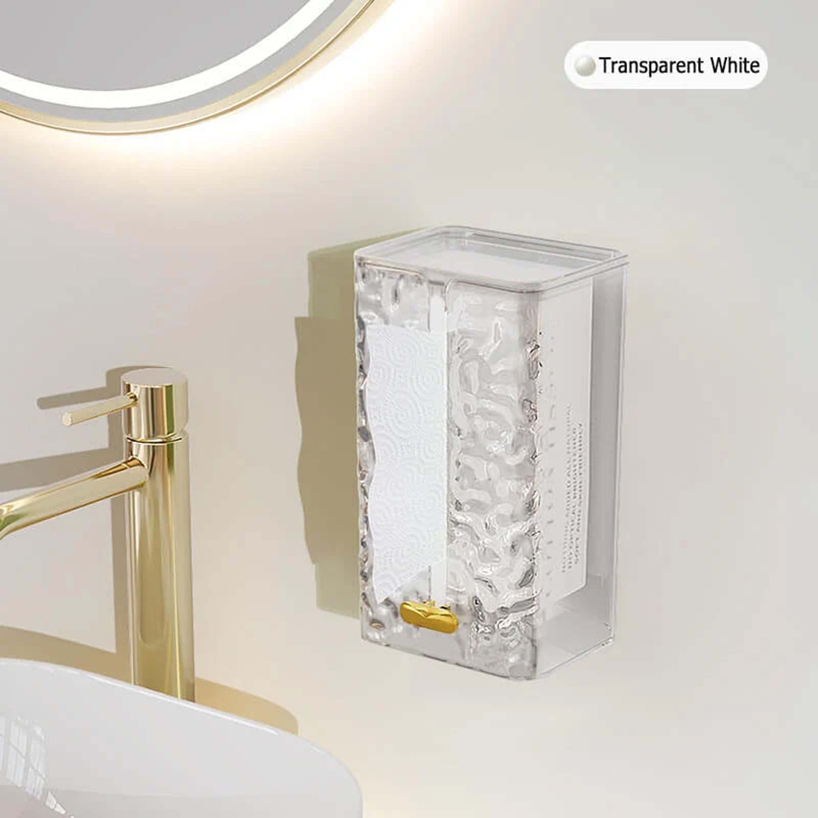 TERGAYEE Wall Mounted Clear Tissue Box Holder,Adhesive Tissue Box Guest ...