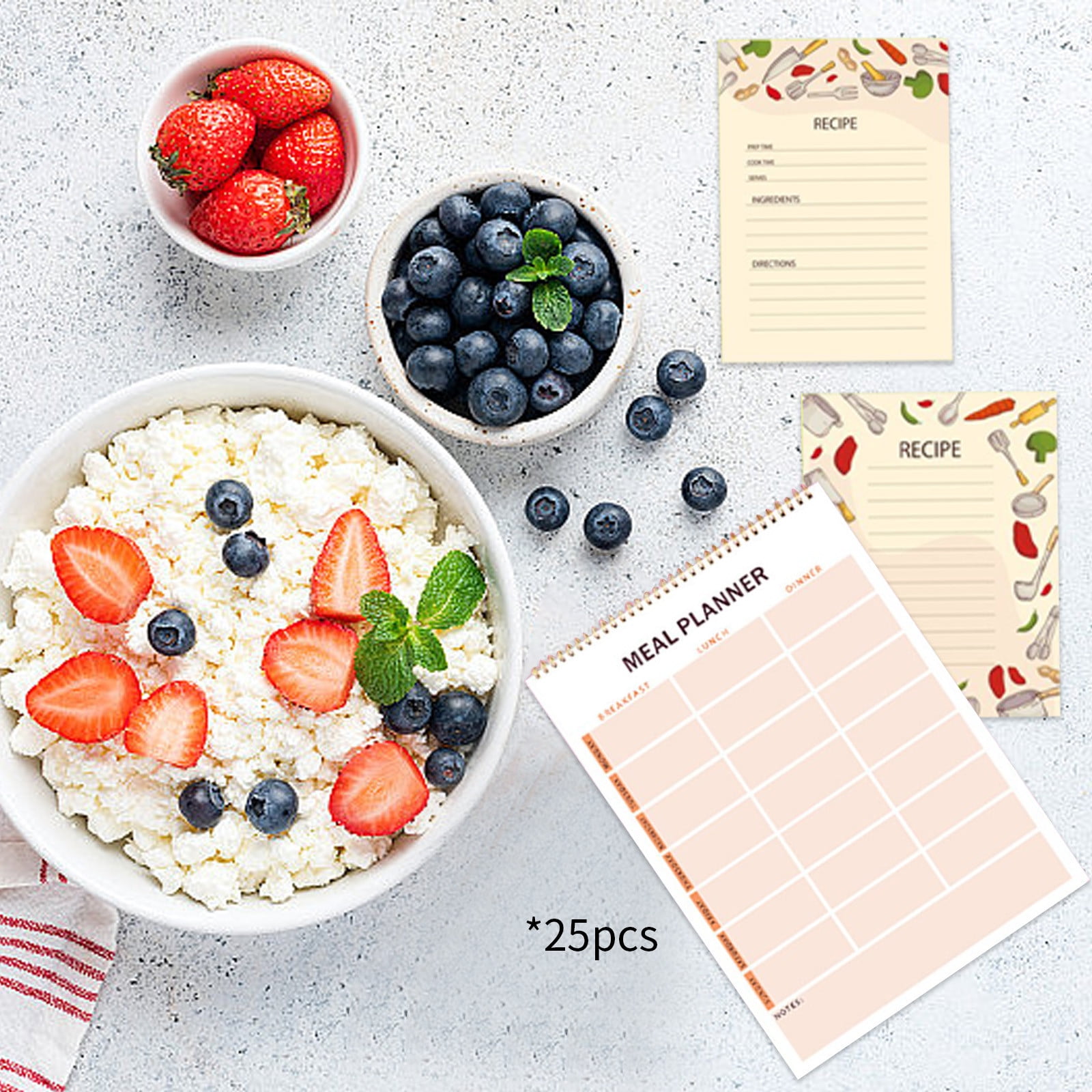 TERGAYEE Weekly Meal Planner,Dietary Plan Book And 25 Recipe Cards,Diet ...