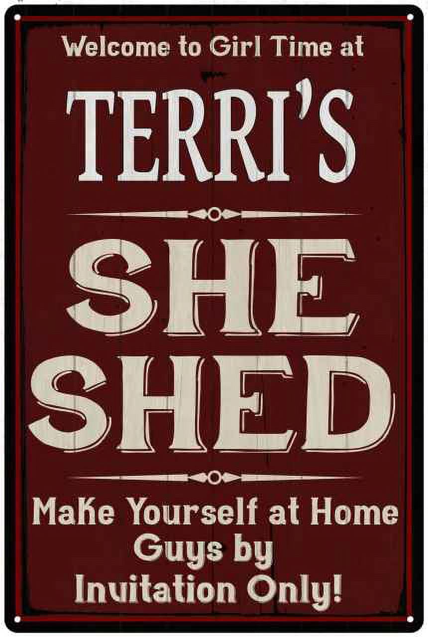 TERRI'S She Shed Red Sign Lady Cave 8 x 12 High Gloss Metal ...