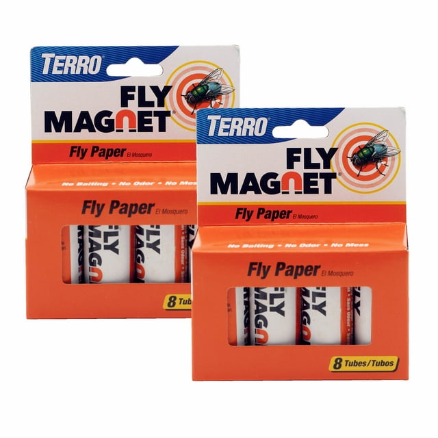 TERRO Fly Magnet Sticky Fly Paper Trap - 2-Pack – 16 Total Traps ...