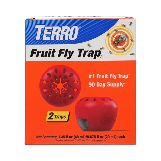 TERRO Indoor & Outdoor Fruit Fly Traps - 2 Pack with Liquid Attractant ...